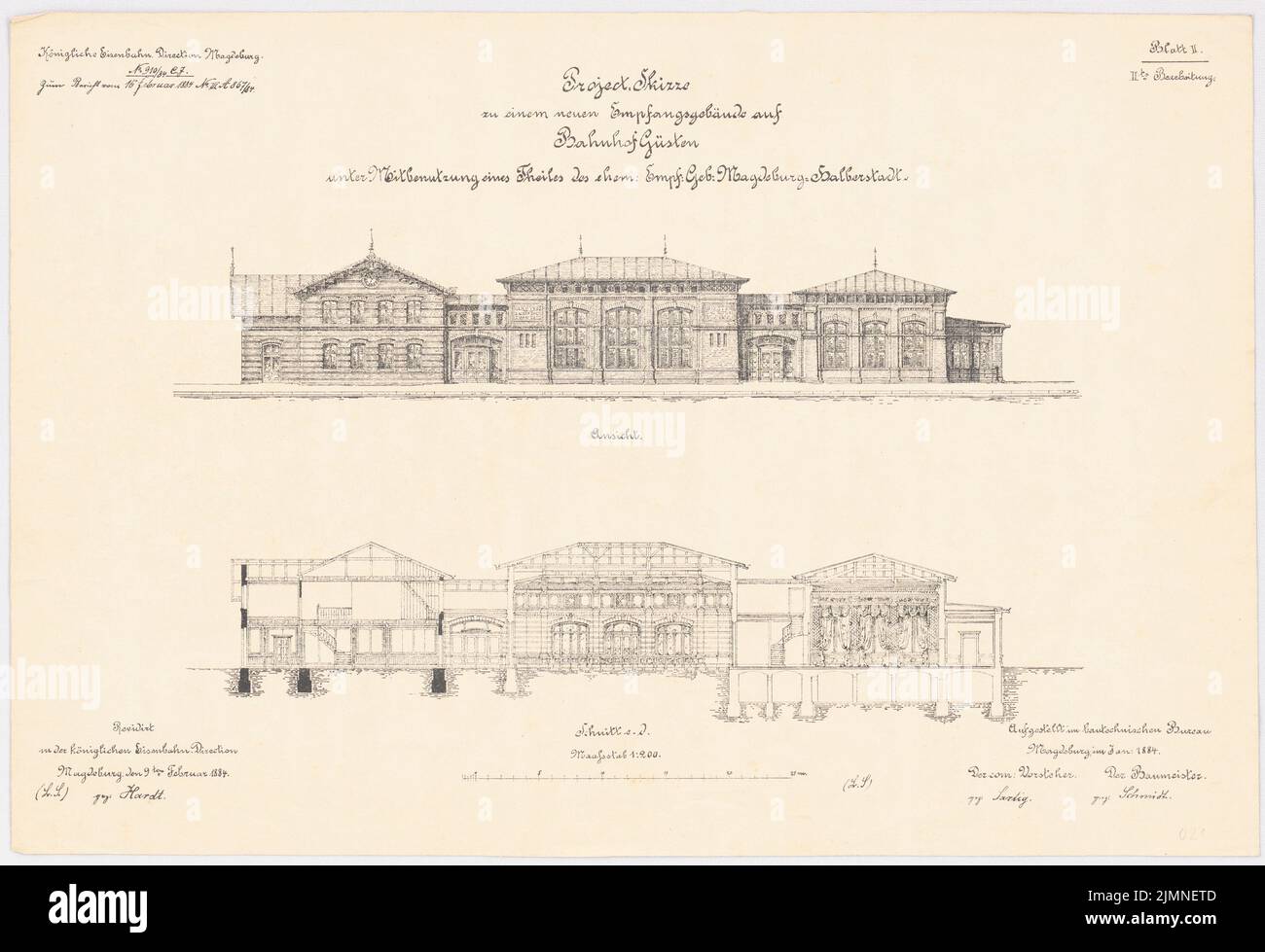 Unknown architect, reception building of the train station in Güsten ...