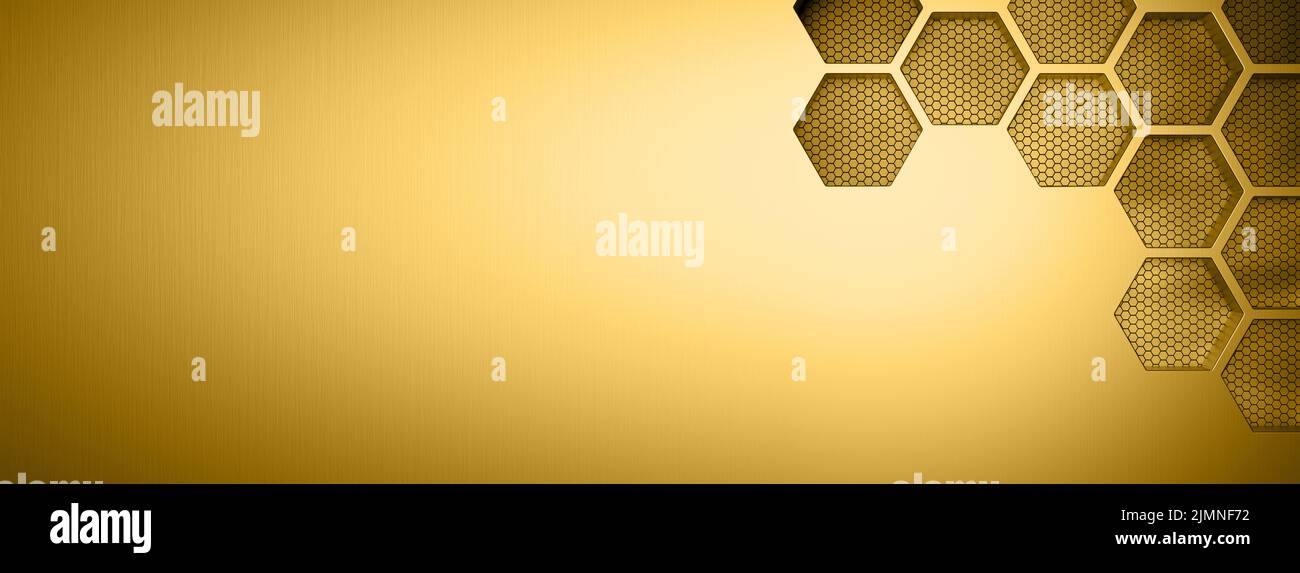 Futuristic gold hexagonal texture background. 3d rendering Stock Photo ...