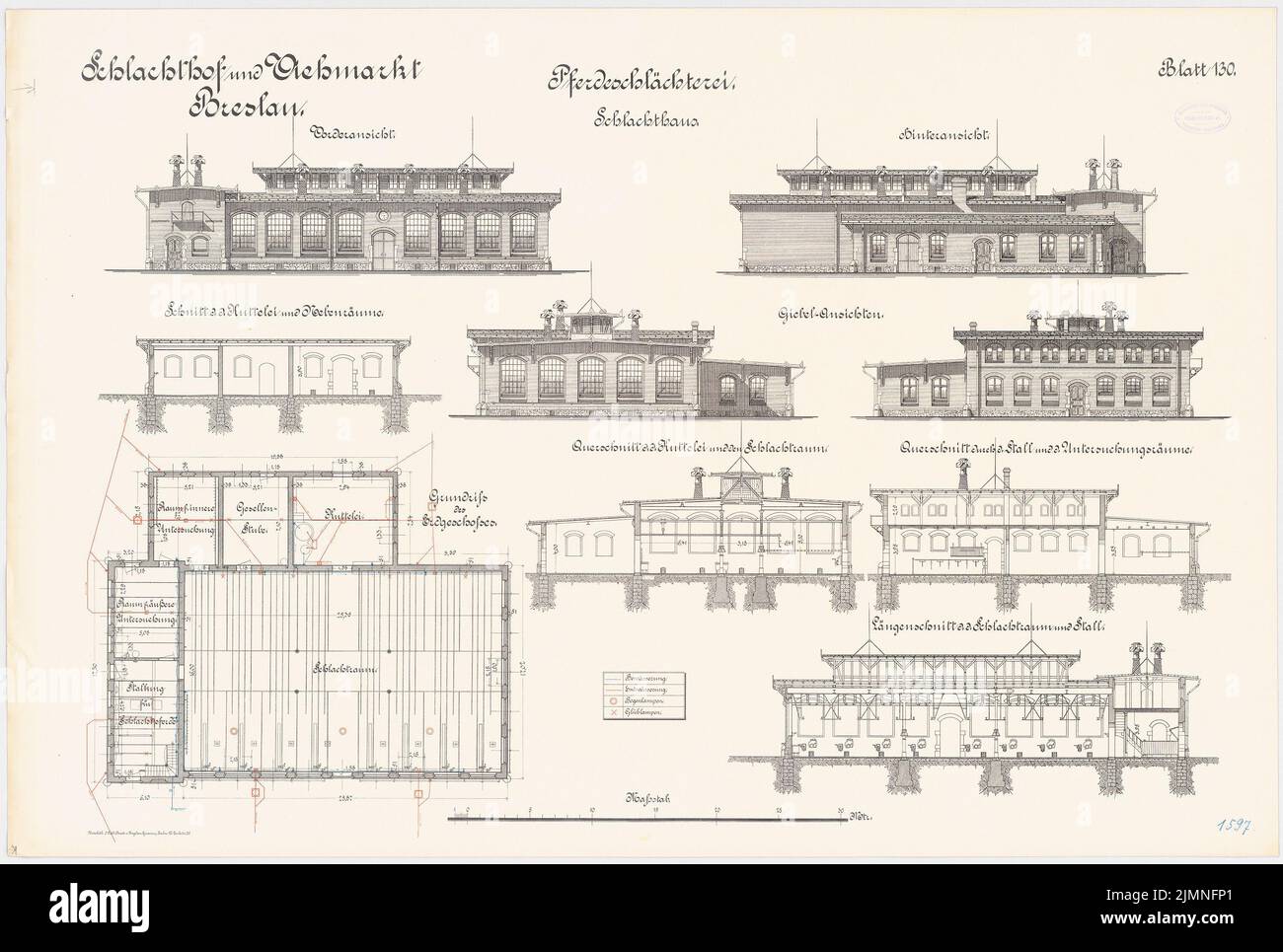 Plüddemann Richard (1846-1910), slaughterhouse and cattle market ...