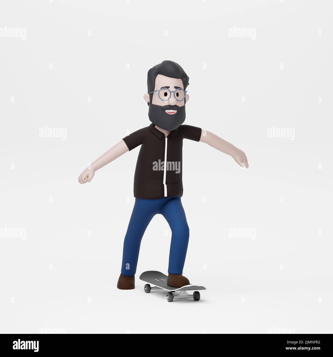 3D Man Playing Skateboard Himself Stock Photo - Alamy