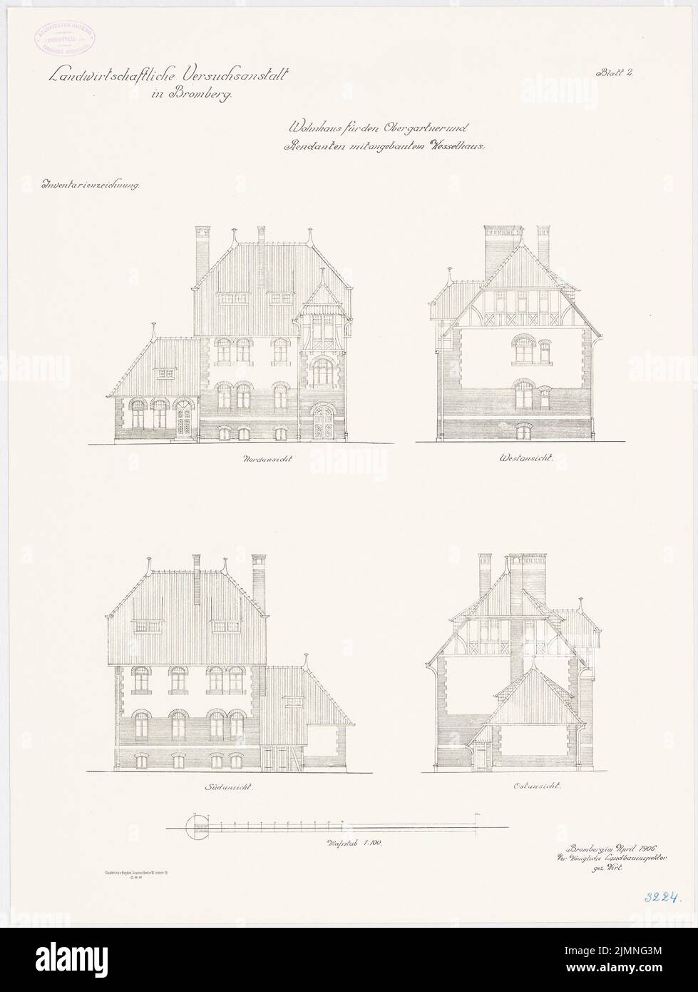 Unknown architect, agricultural experimental institution, Bromberg ...