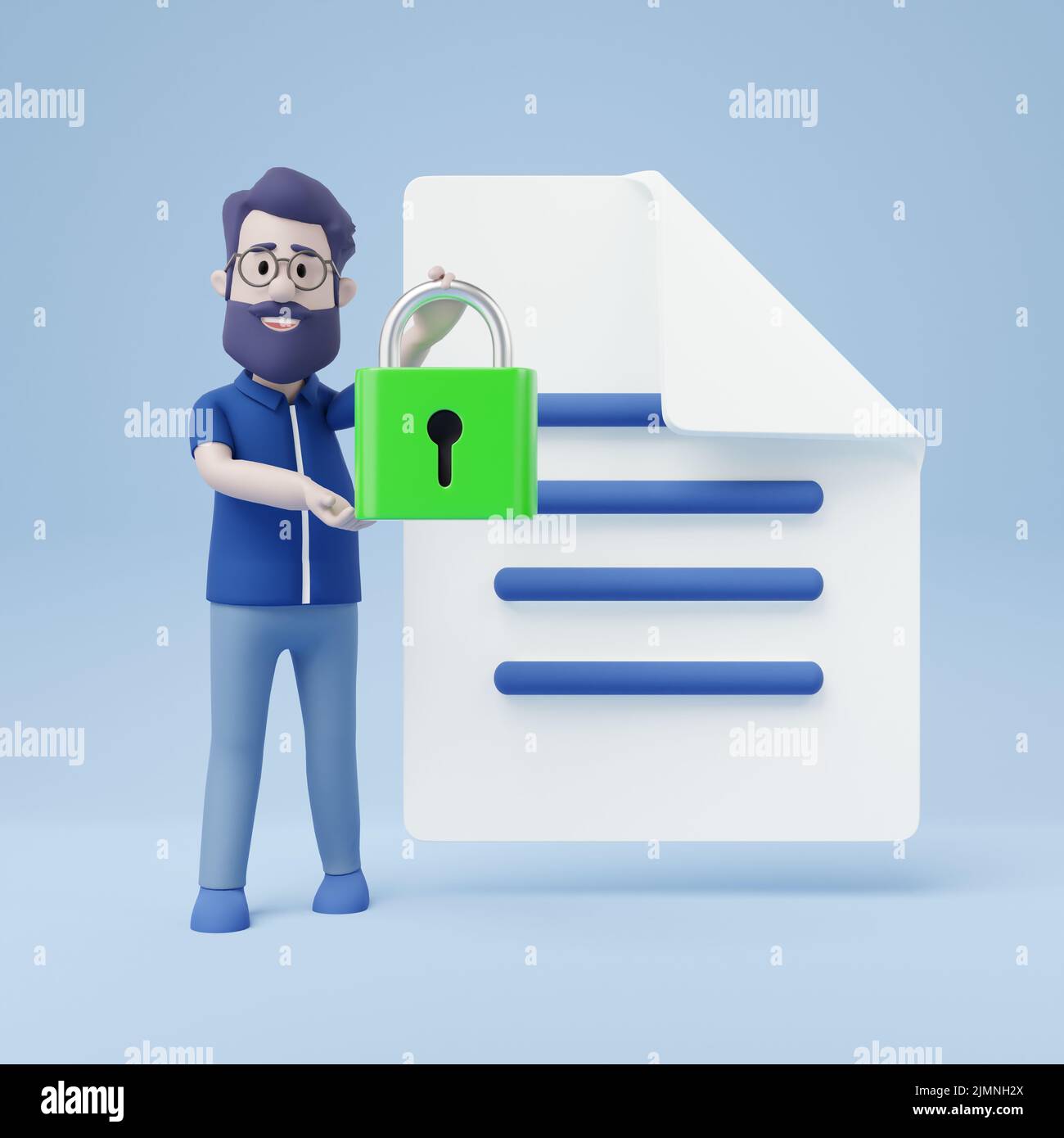 3D Man Protect Privacy Password Document Files Storage Secure Stock ...