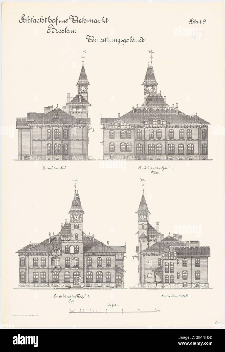 Plüddemann Richard (1846-1910), slaughterhouse and cattle market ...