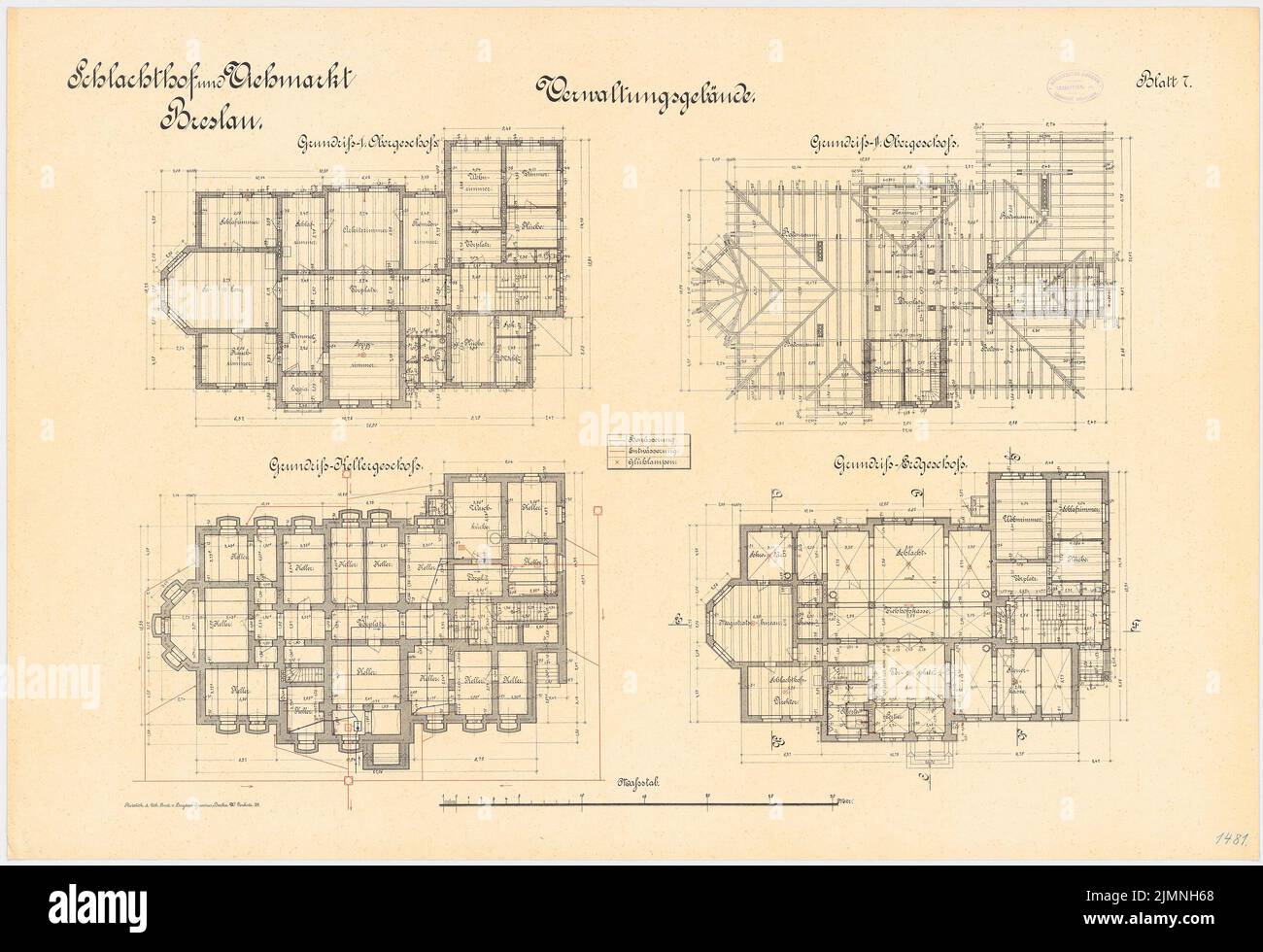 Plüddemann Richard (1846-1910), slaughterhouse and cattle market ...