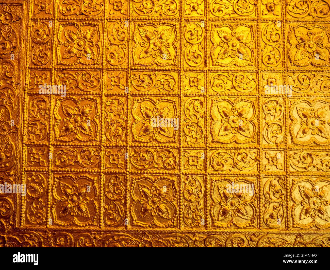Beautiful Burmese art pattern motifs decorative design on the golden ...