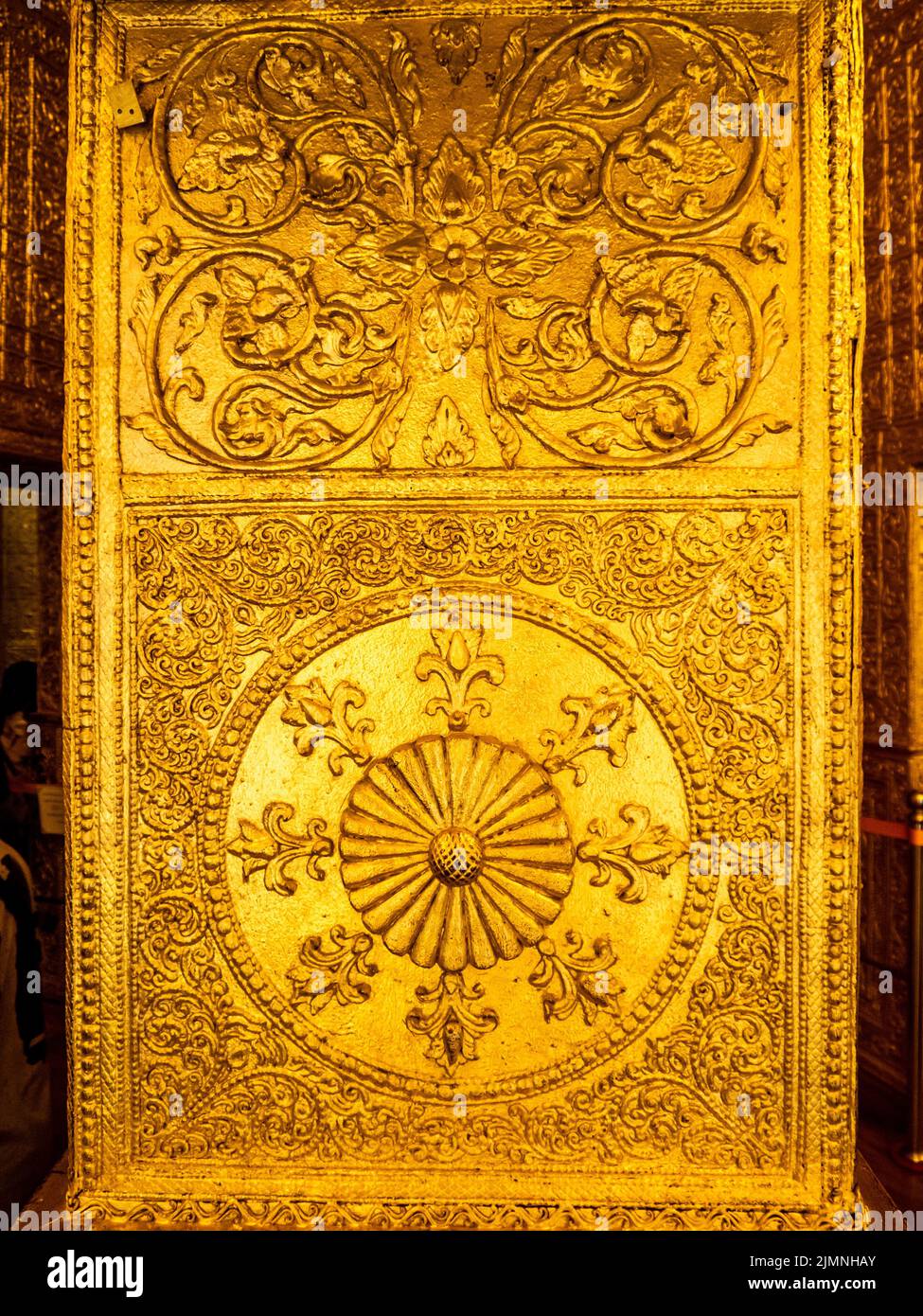 Beautiful Burmese art pattern motifs decorative design on the golden ...