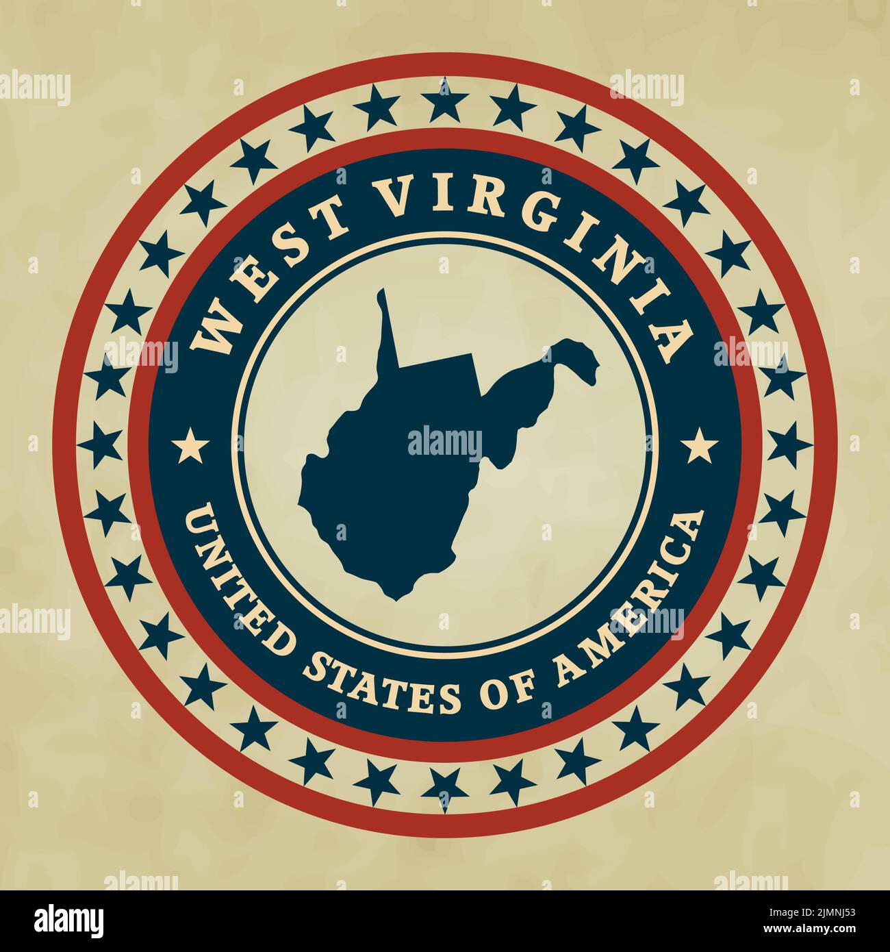 Vintage label with map of West Virginia Stock Photo - Alamy