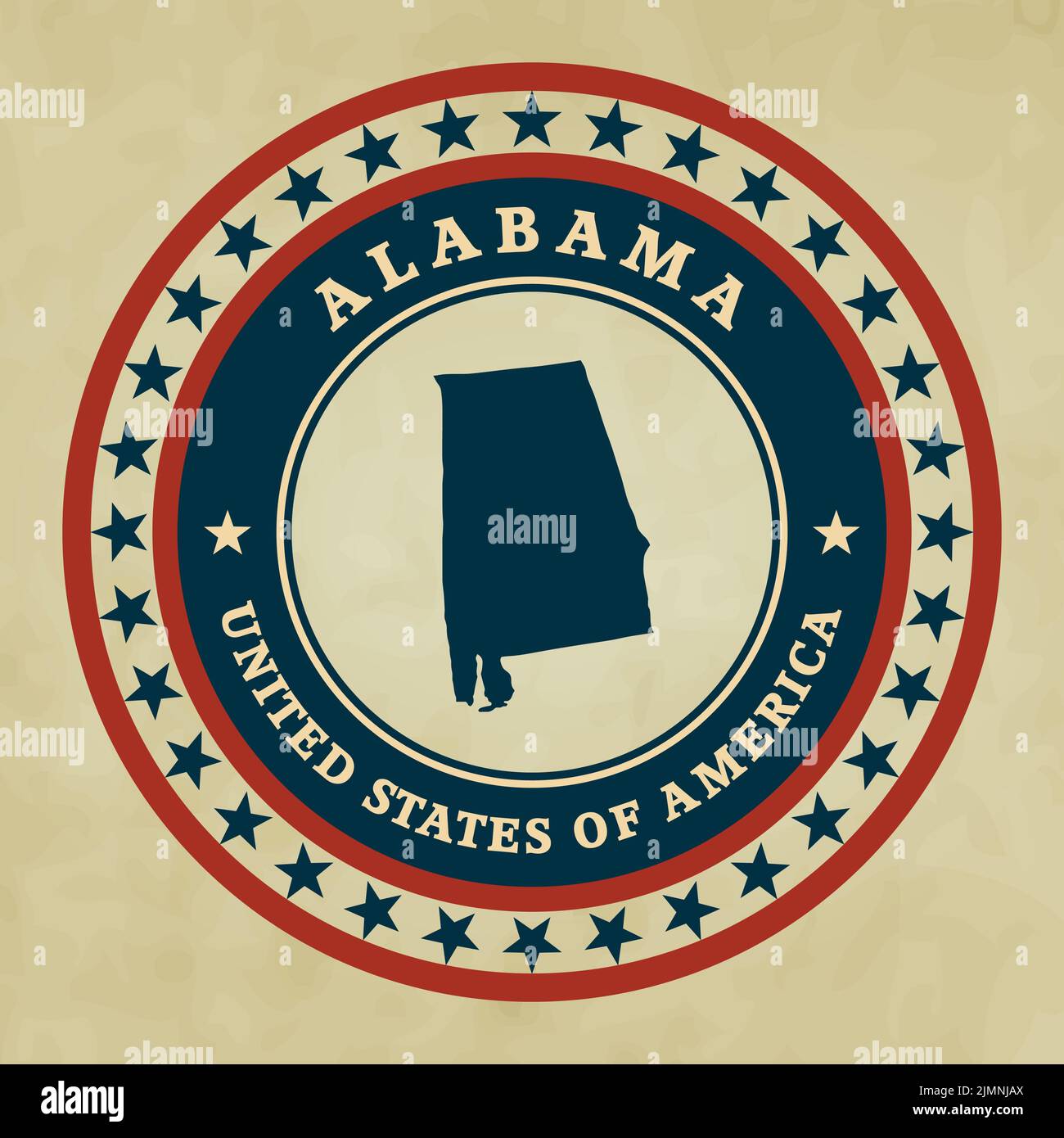 Vintage label with map of Alabama Stock Photo - Alamy