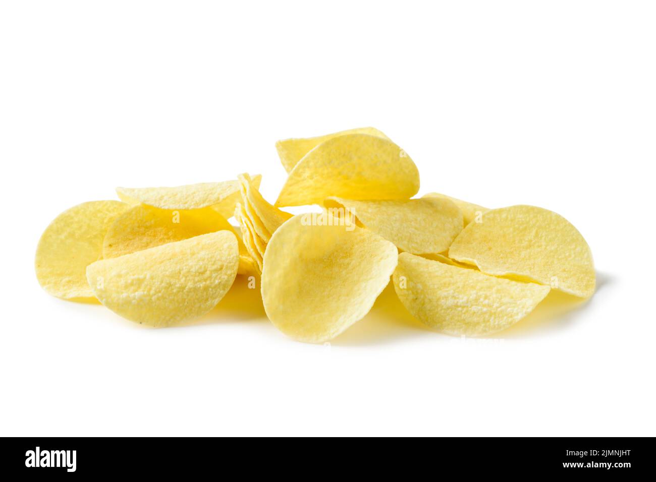potato chip isolated on white background, fat food or junk food concept ...