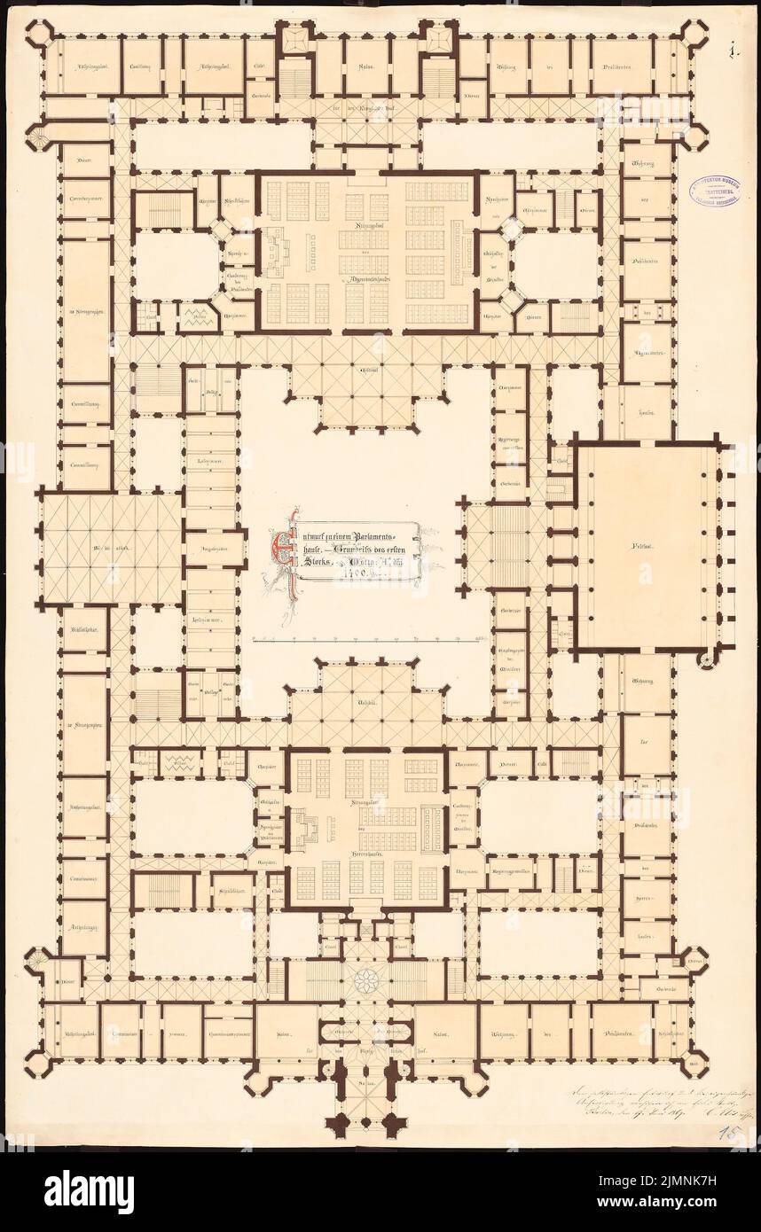 Elis Carl (1838-1889), Prussian parliament in Berlin. Schinkel ...