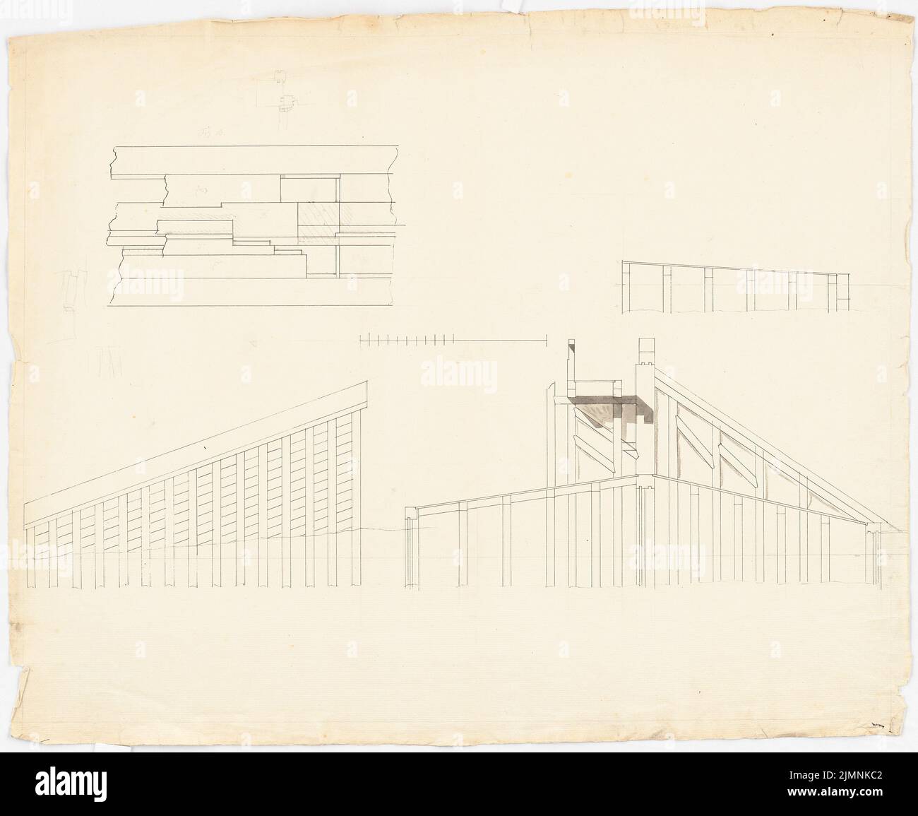 Unknown architect, weir (approx. 1800): cut, details (drawing not ...