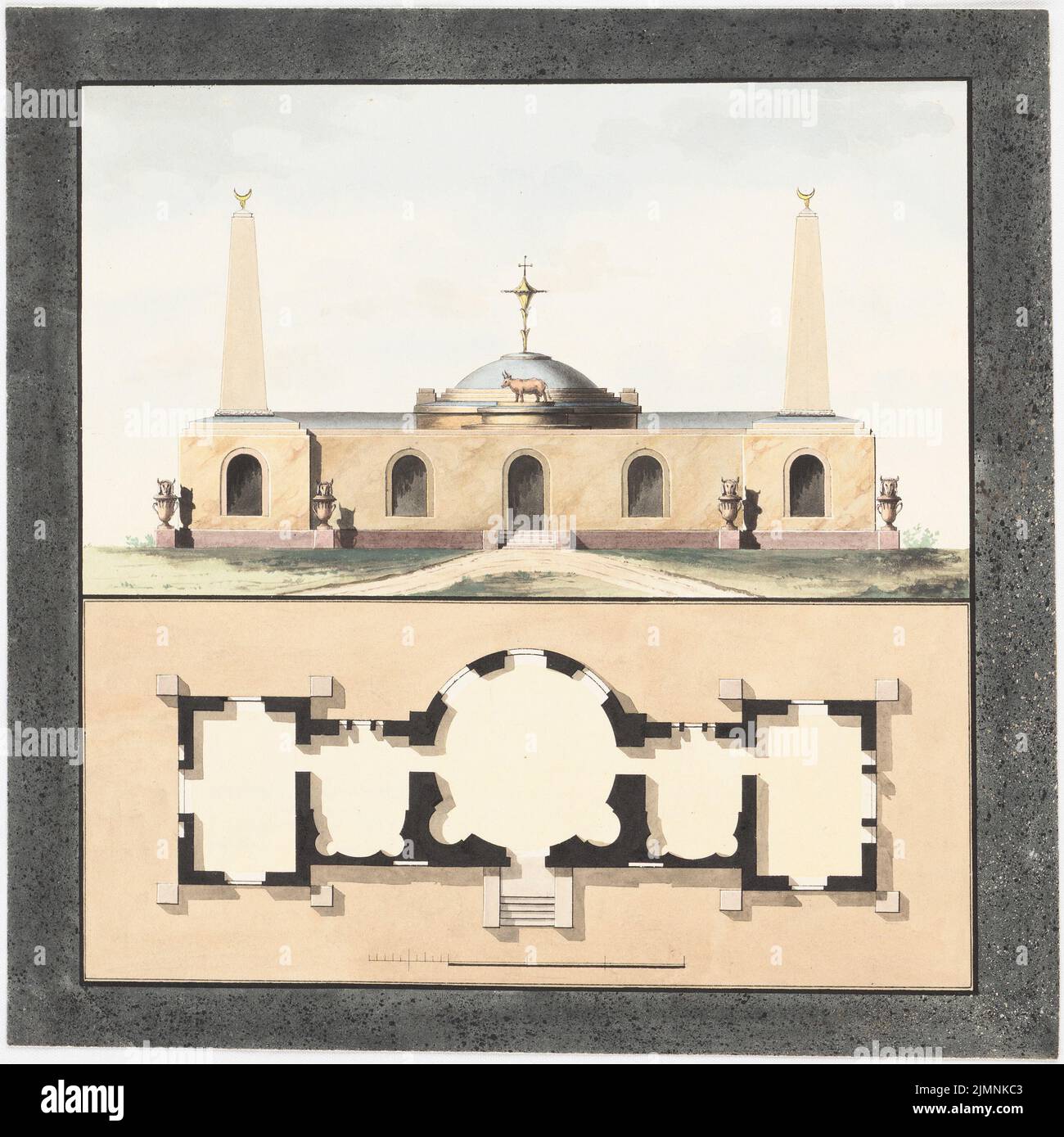 unknown architect, mausoleum. (?) (approx. 1800): floor plan, outline ...