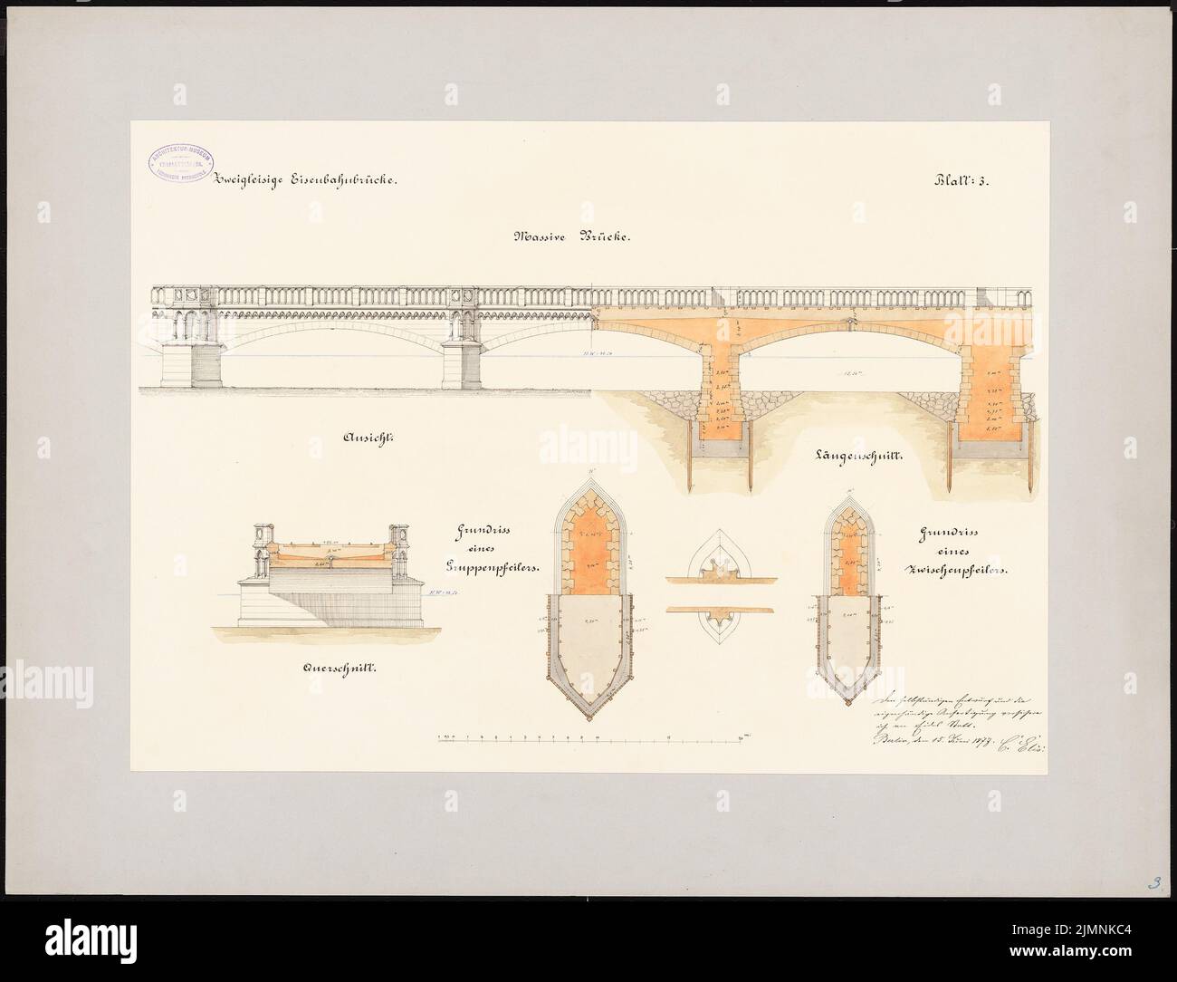Elis Carl (1838-1889), two-track railway bridge (June 15, 1877 ...