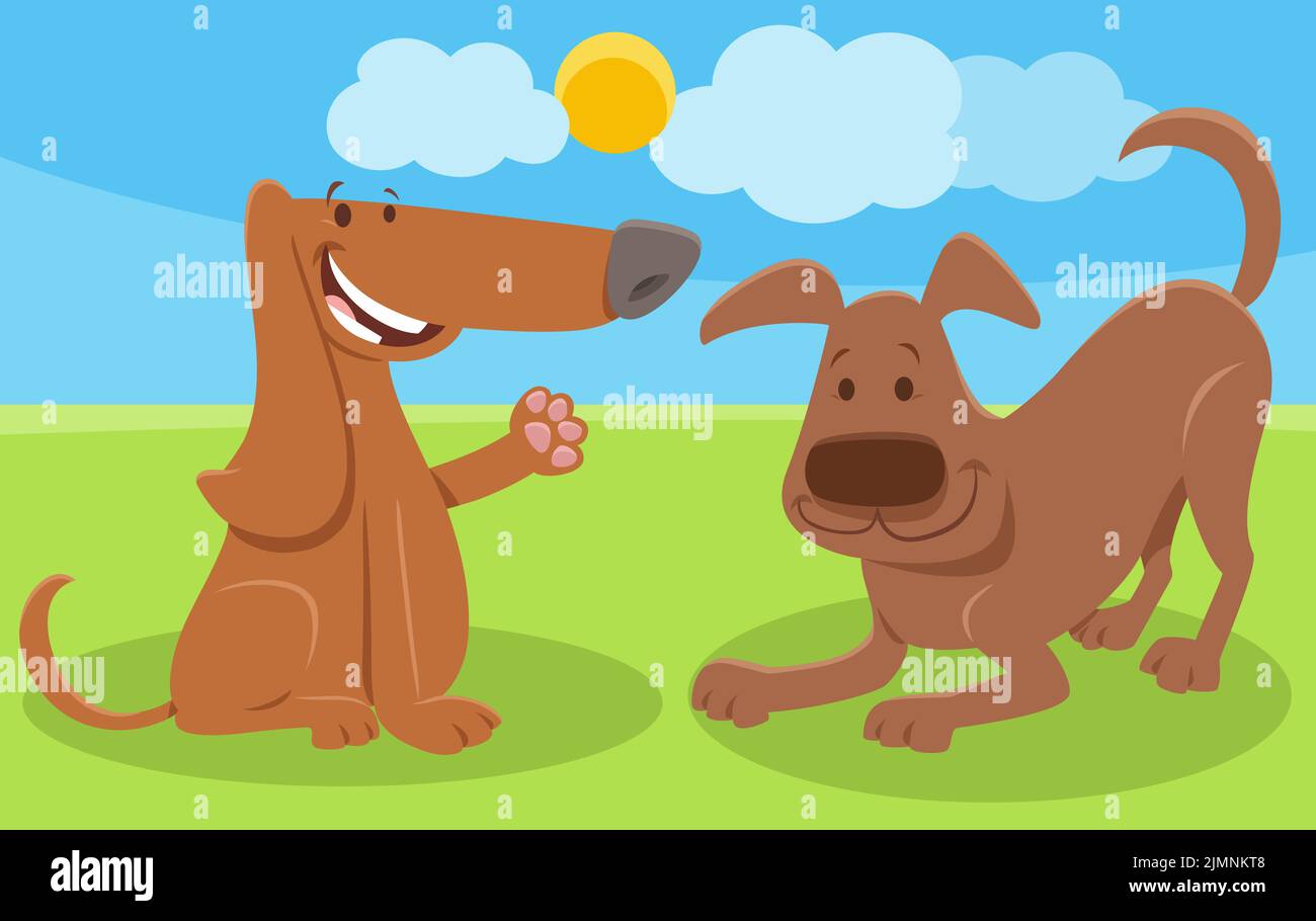 Two funny cartoon dogs comic animal characters Stock Photo - Alamy