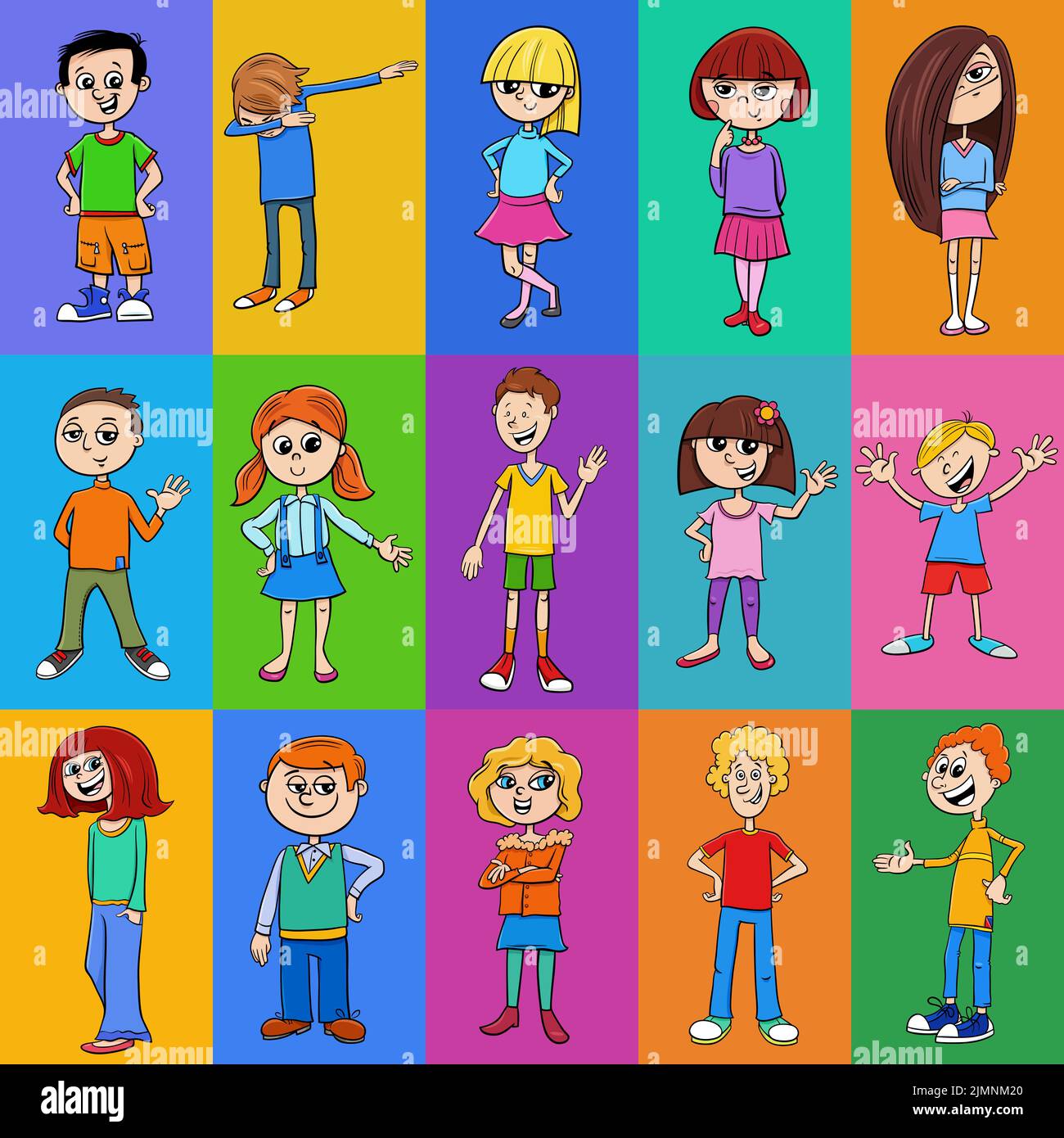 Background or pattern design with cartoon children characters Stock ...