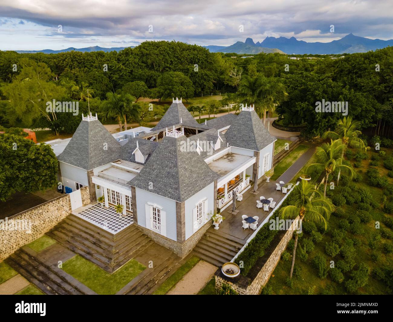 Mauritius April 2022, Chateau Mon Desir Mauritius from above with drone ...