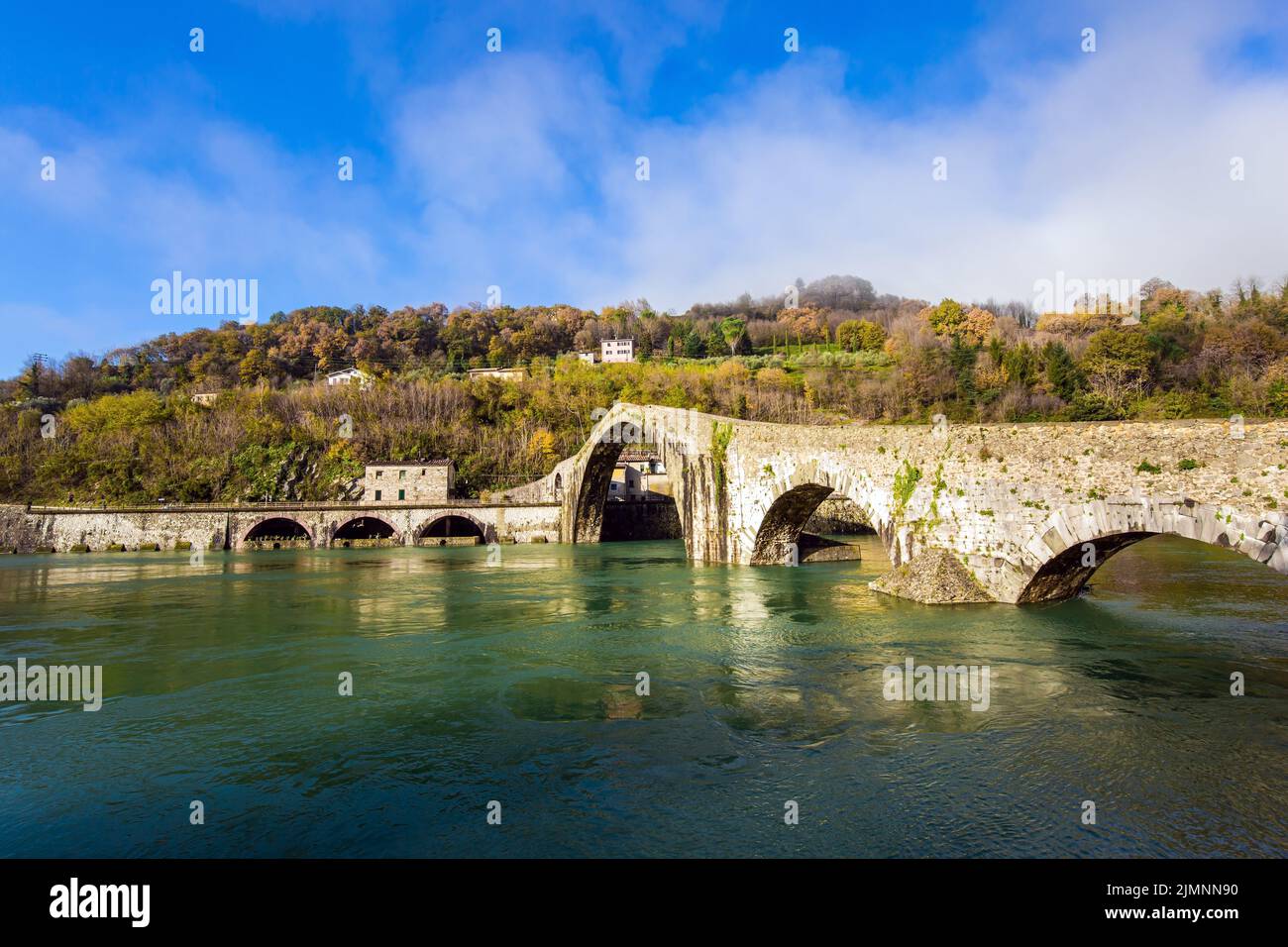 The bridge crosses the Serchio River Stock Photo - Alamy