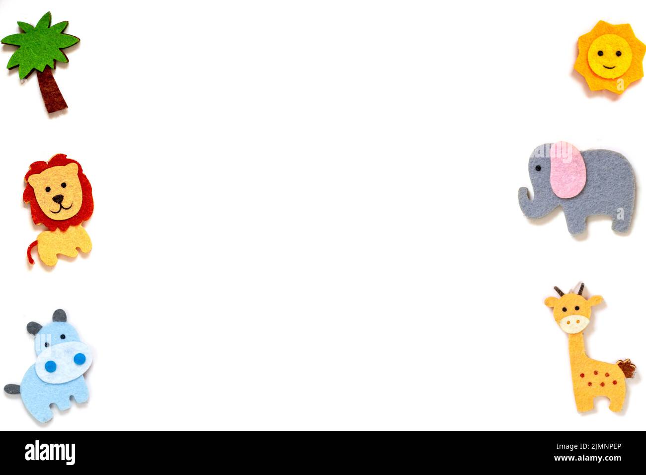 felt crafts. cute animals on a white background. Children's background ...