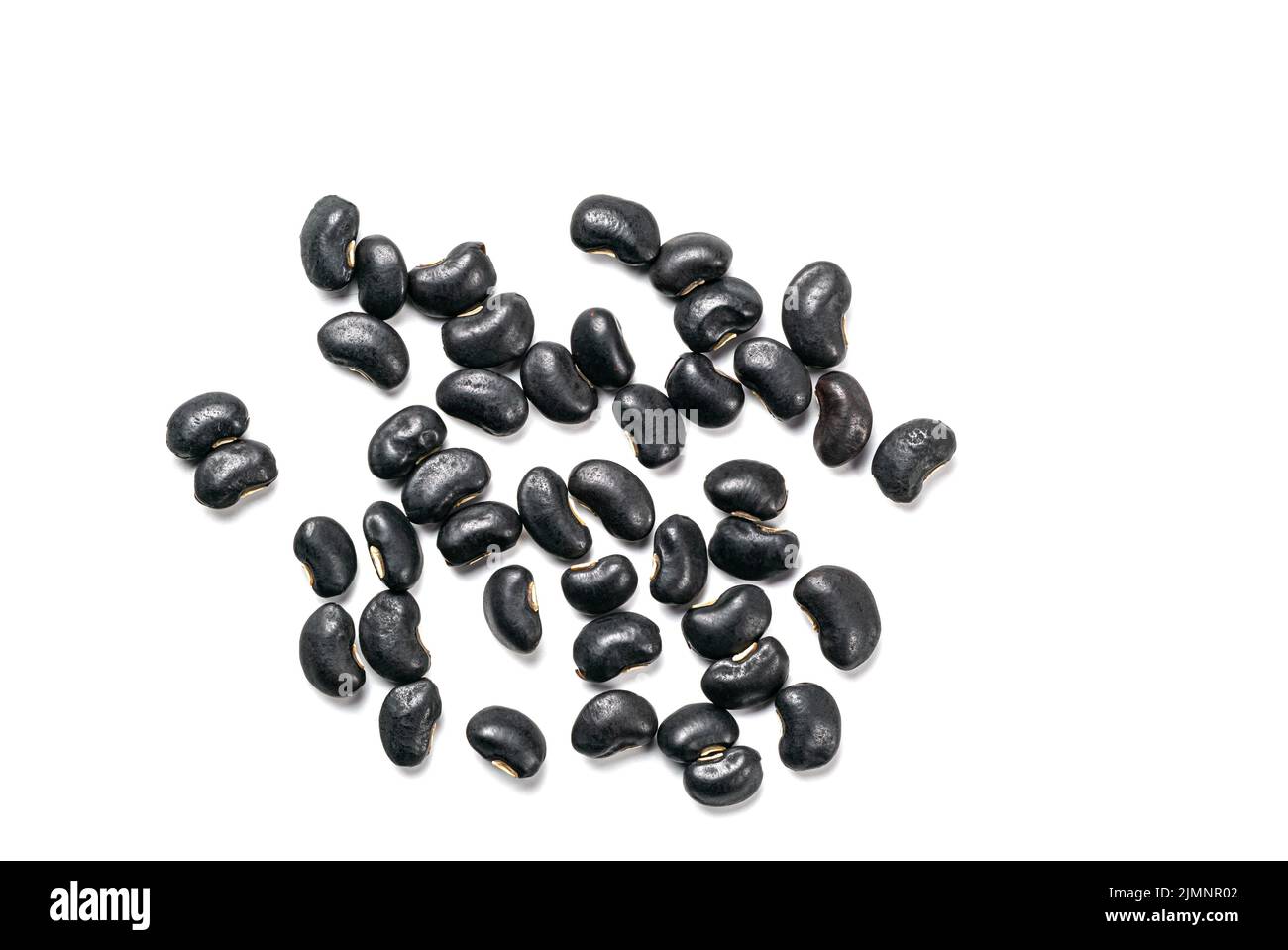 Top view of uncooked black beans isolated on white background Stock ...