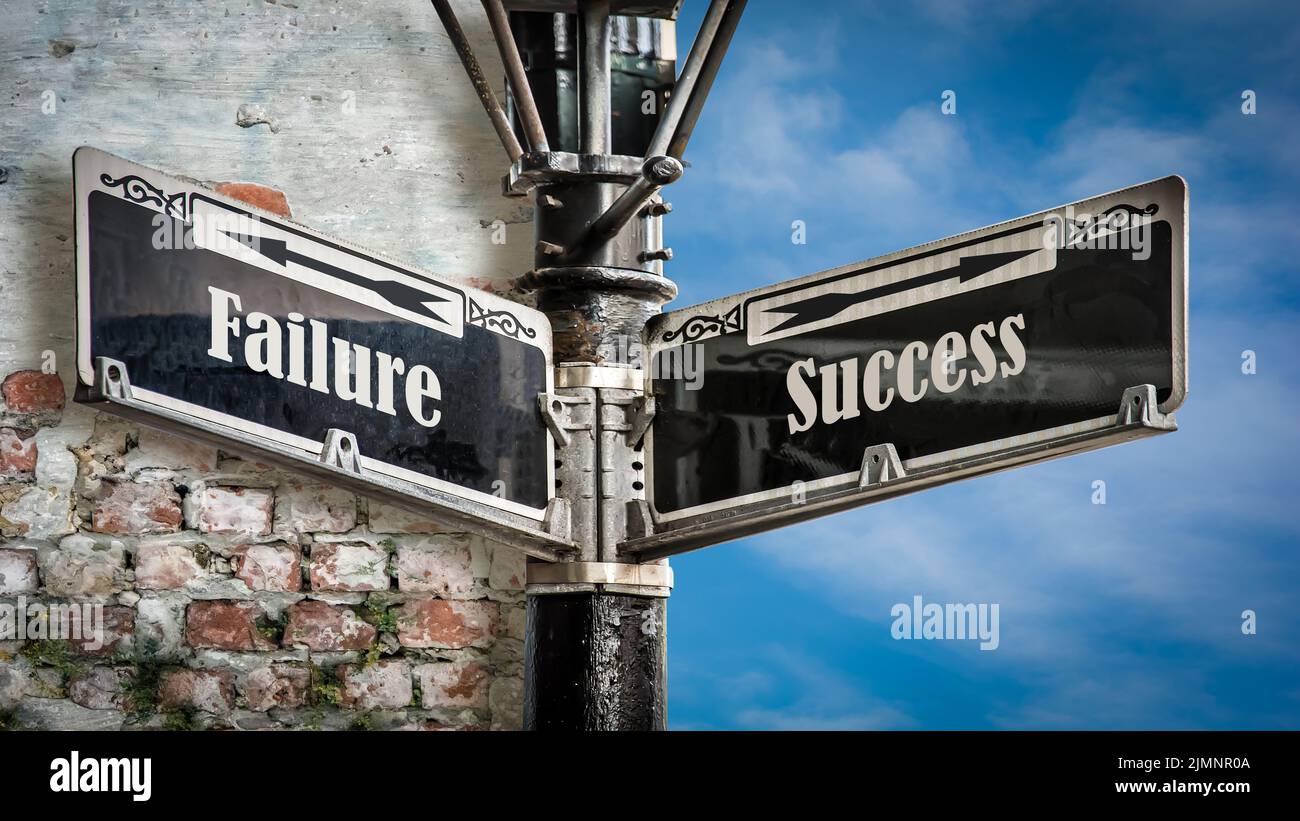 Street Sign to Success versus Failure Stock Photo - Alamy