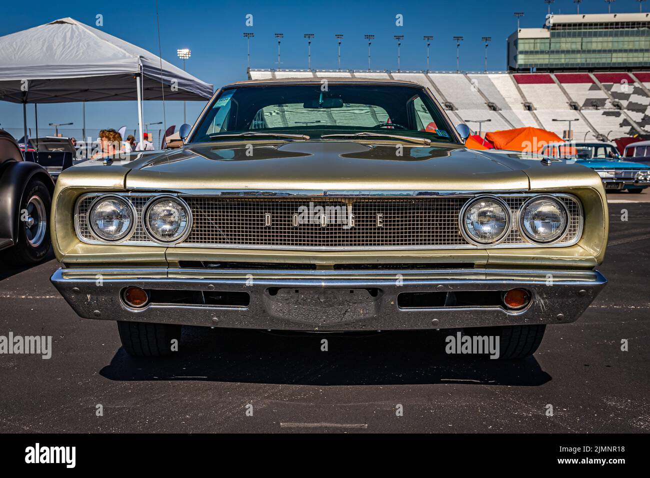 Lebanon, TN - May 13, 2022: Low perspective front view of a 1968 Dodge ...