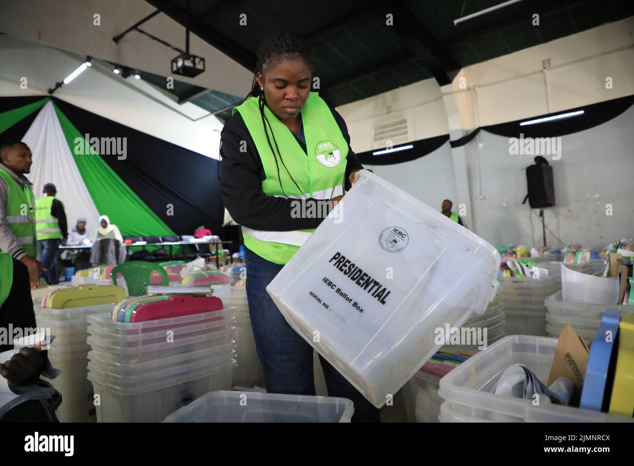 Nairobi, Kenya. 07th Aug, 2022. A staff of Independent Electoral and ...