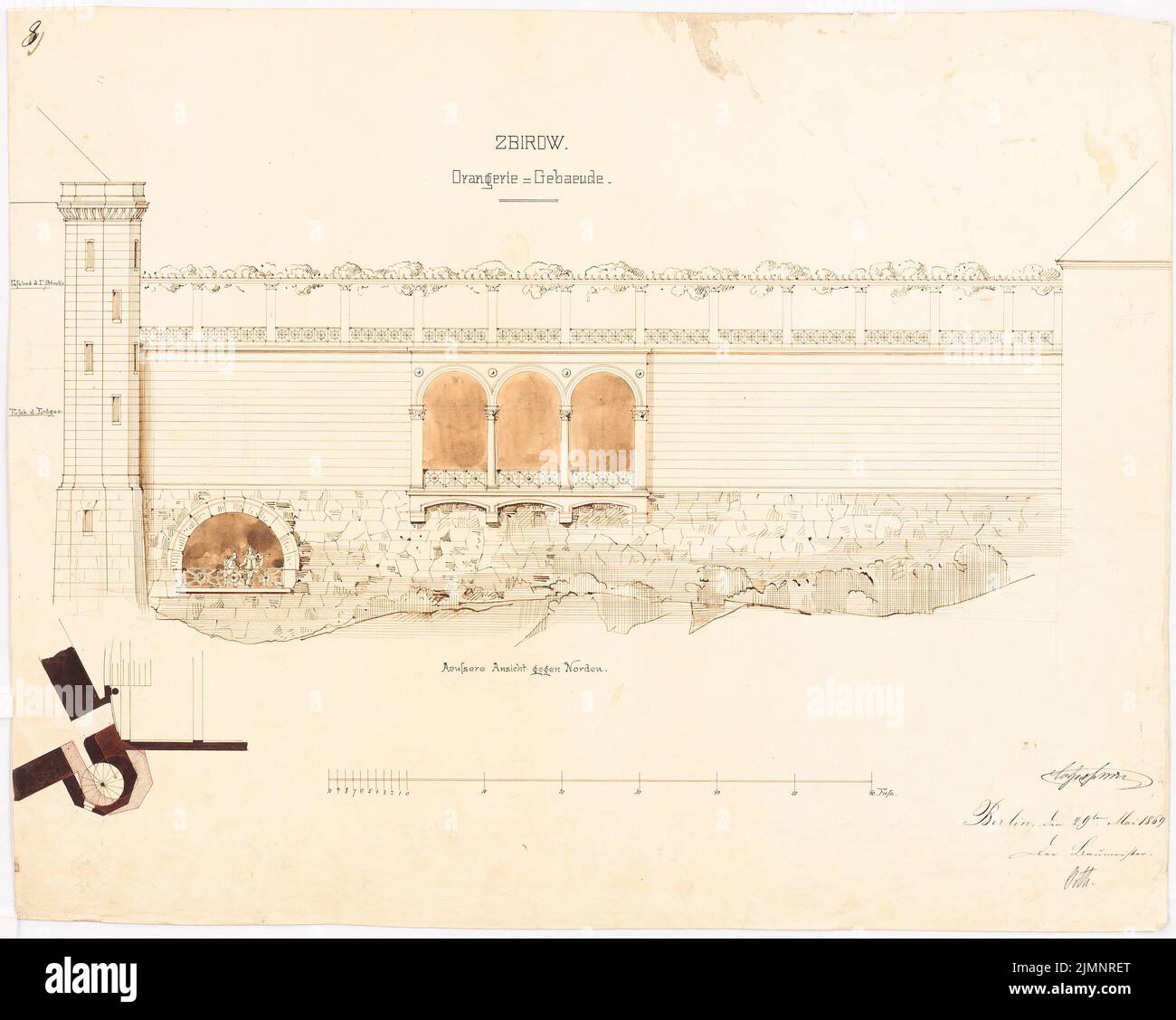 Orth August (1828-1901), Castle of Dr. Strousberg, Zbirow. Conversion ...