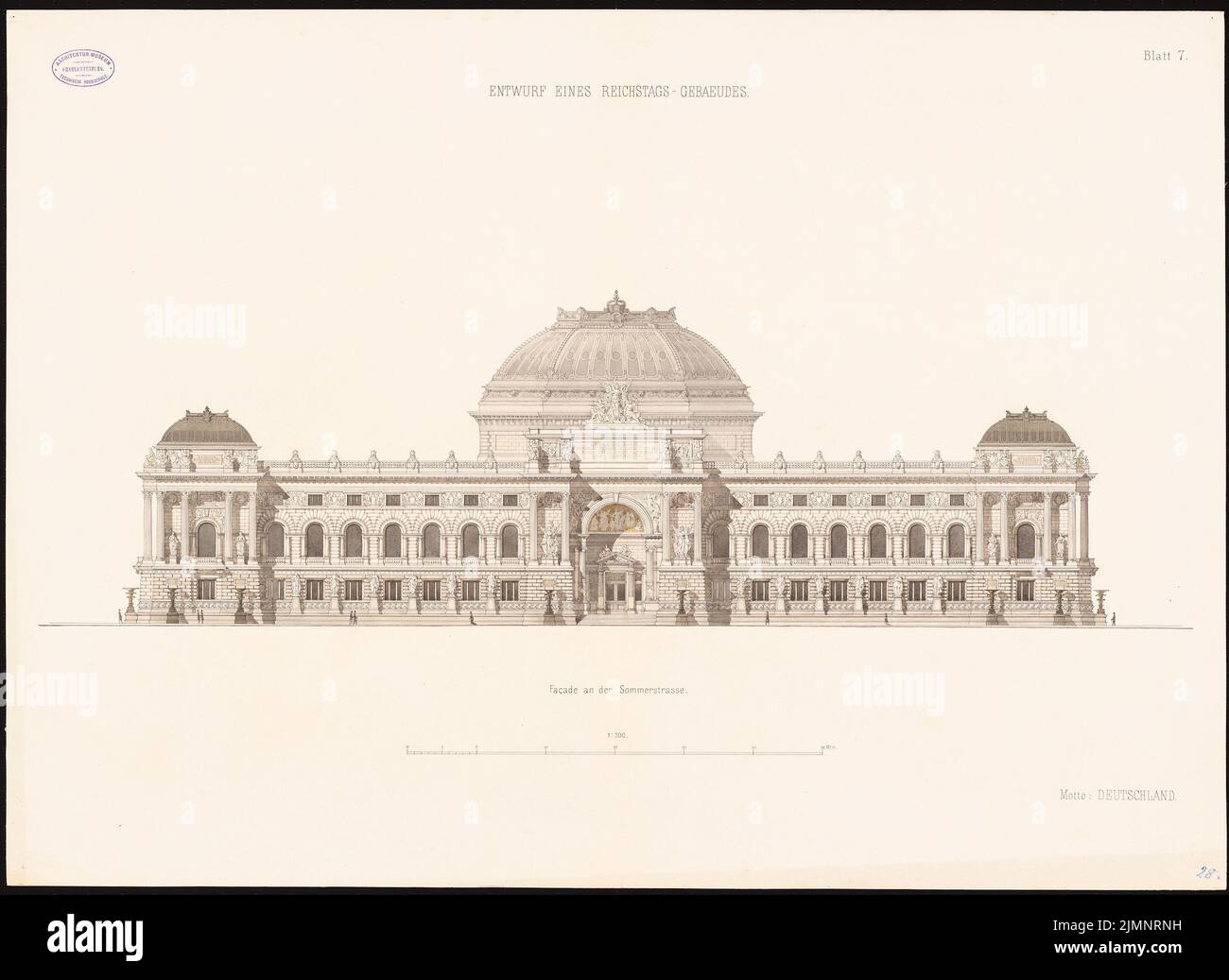 Busse & Schwechten, Reichstag, Berlin (1882): Facade on Sommerstraße ...
