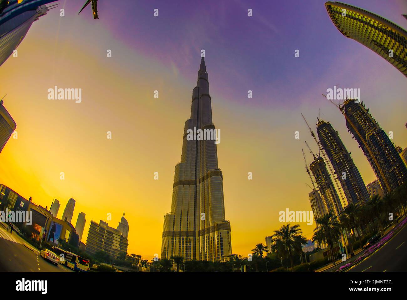 Dubai building and morning ray Stock Photo - Alamy