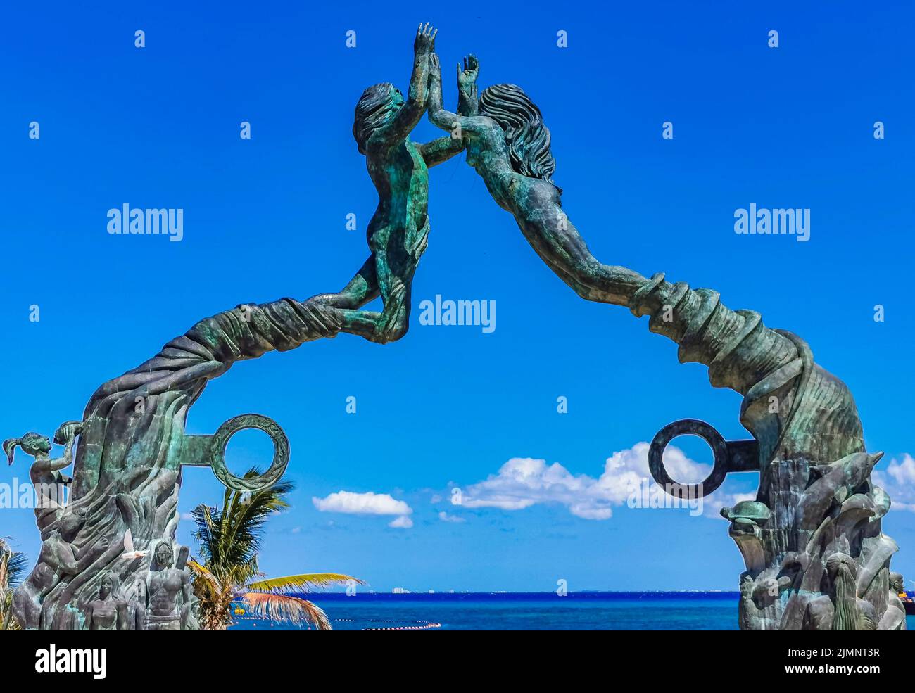 The ancient architecture of the Portal Maya in the Fundadores park with ...