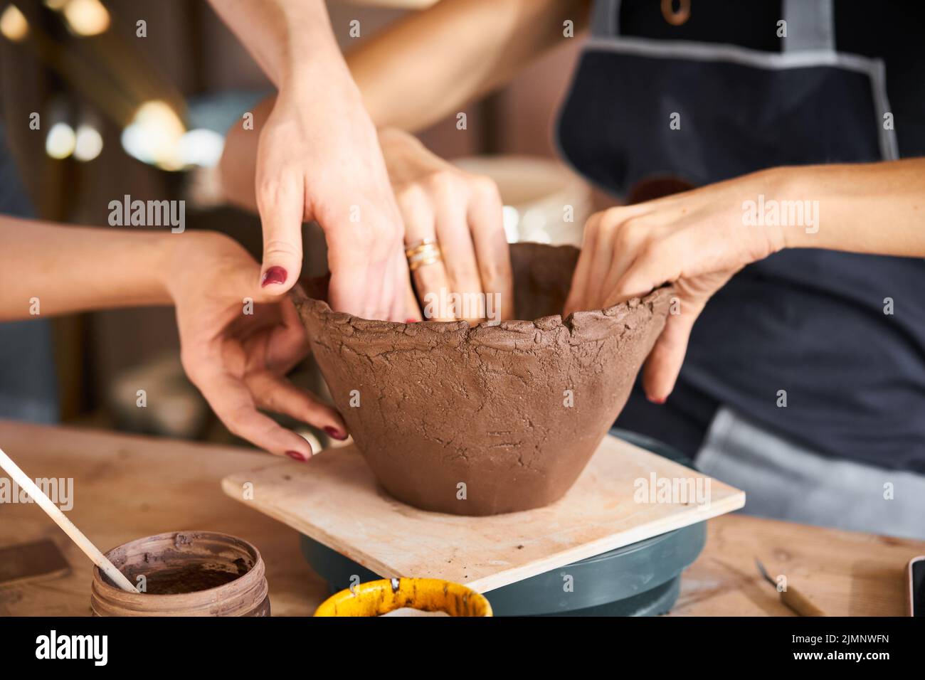 Woman freelance, business, hobby. Woman making ceramic pottery Stock ...