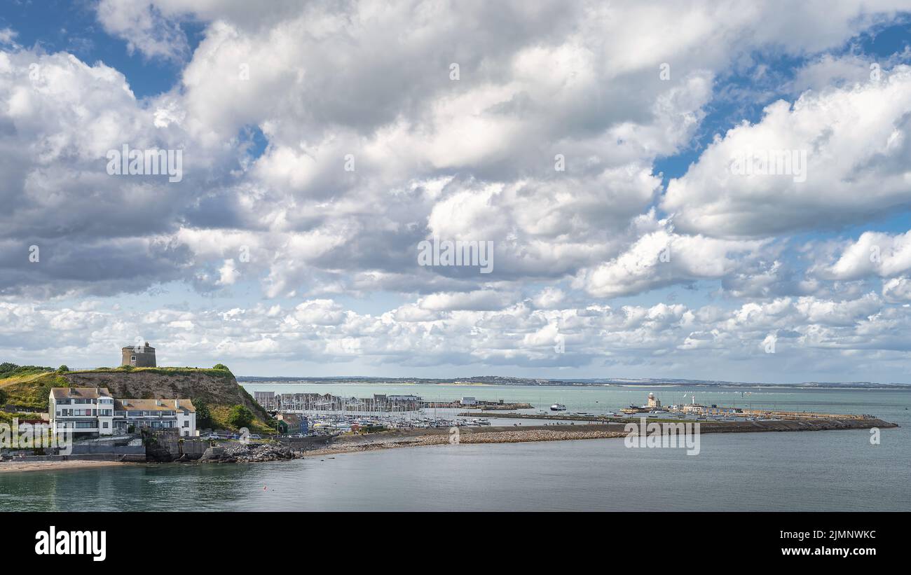 Howth marina and Martello Tower, popular tourist attraction, Dublin ...