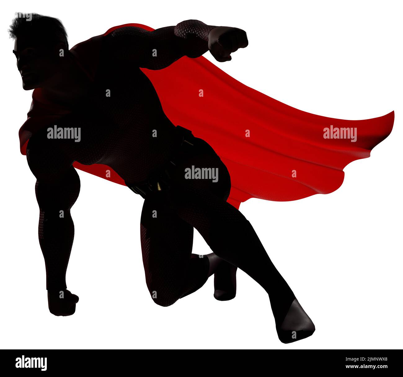 Superhero Landing on White Silhouette 3D Render 2 Stock Photo - Alamy