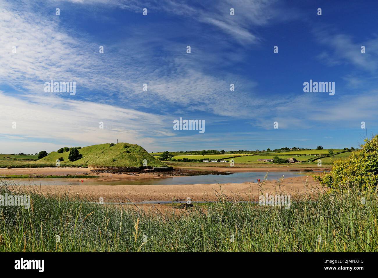 A view across the estuary at Alnmouth, Alnwick, Northumberland, UK ...