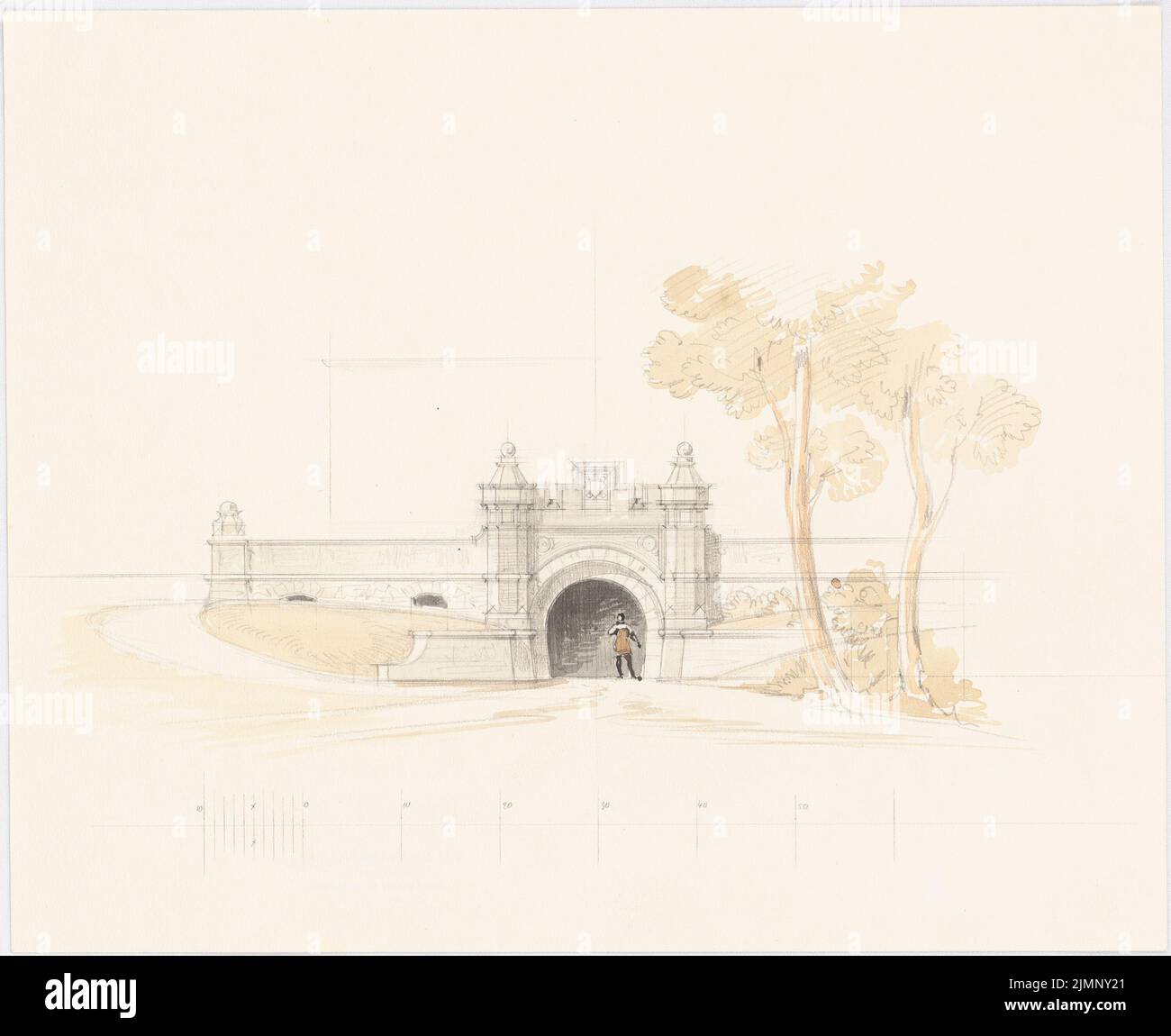 Lange Emil (1841-1926), Straßentunnel (without dat.): Perspective view ...