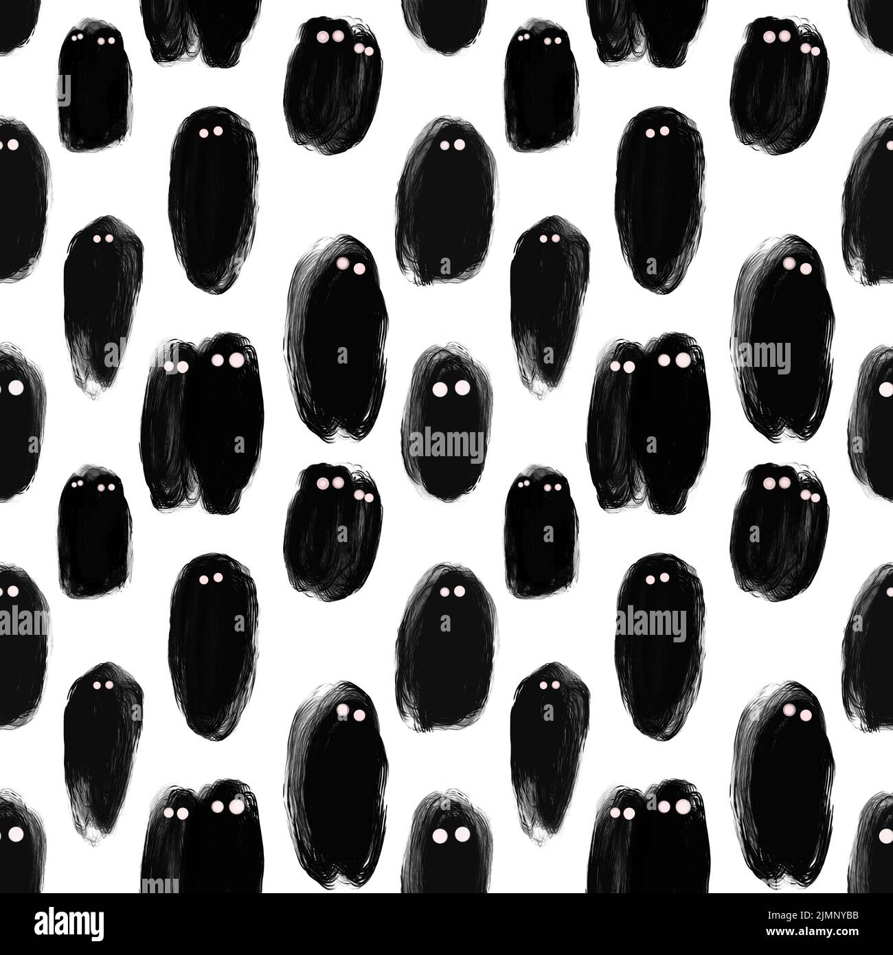 Halloween seamless pattern with Creepy Ghosts. Holiday Black ghosts on ...