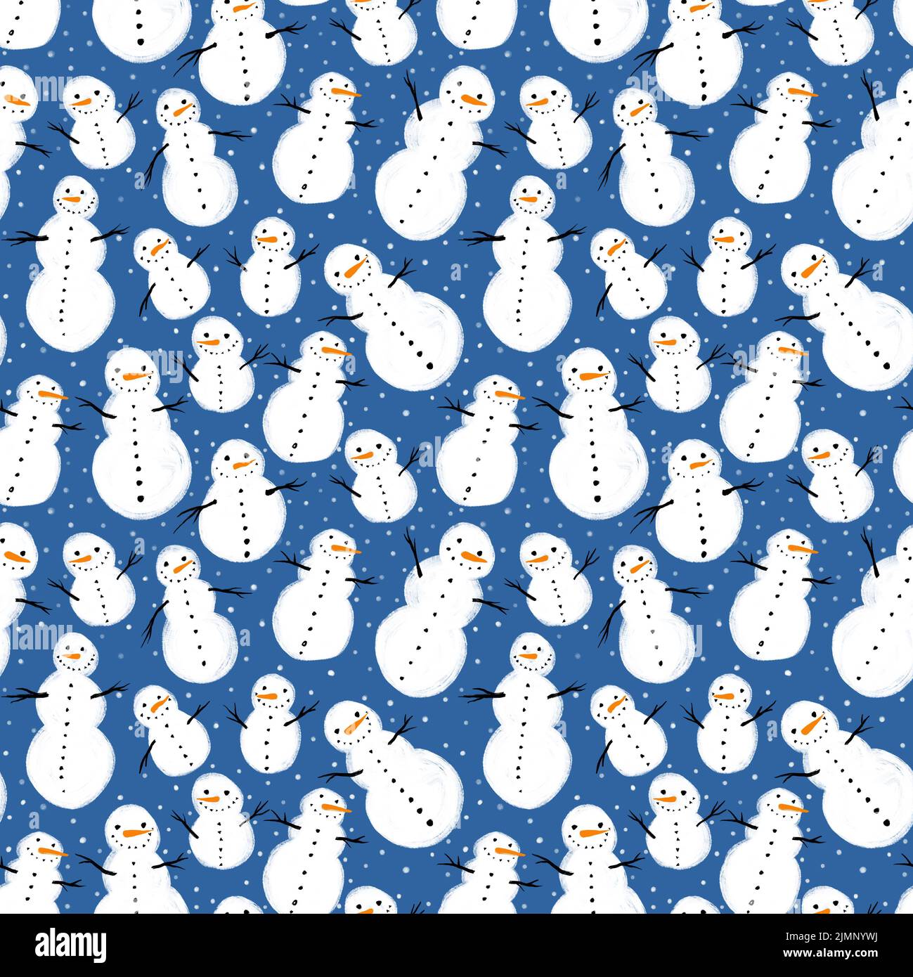 Seamless Christmas pattern with snowmen and snowflakes. Christmas and ...