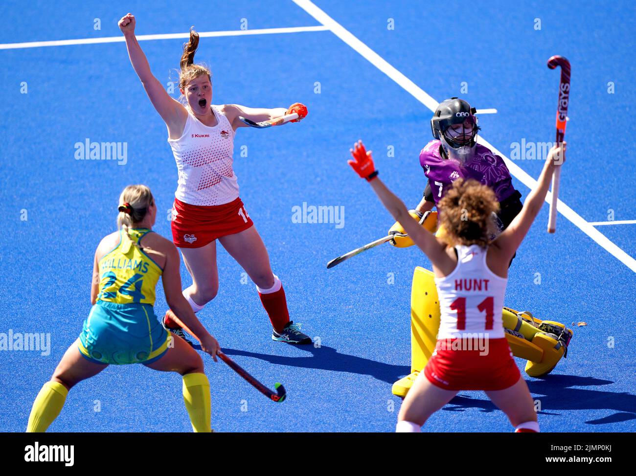 England's Tess Howard celebrates scoring her side's second goal during ...