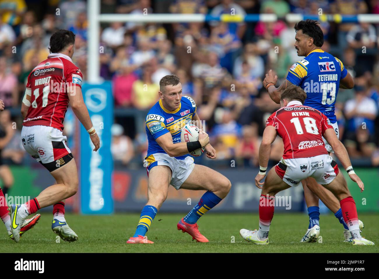 Harry Newman #3 of Leeds Rhinos in action during the game Stock Photo ...
