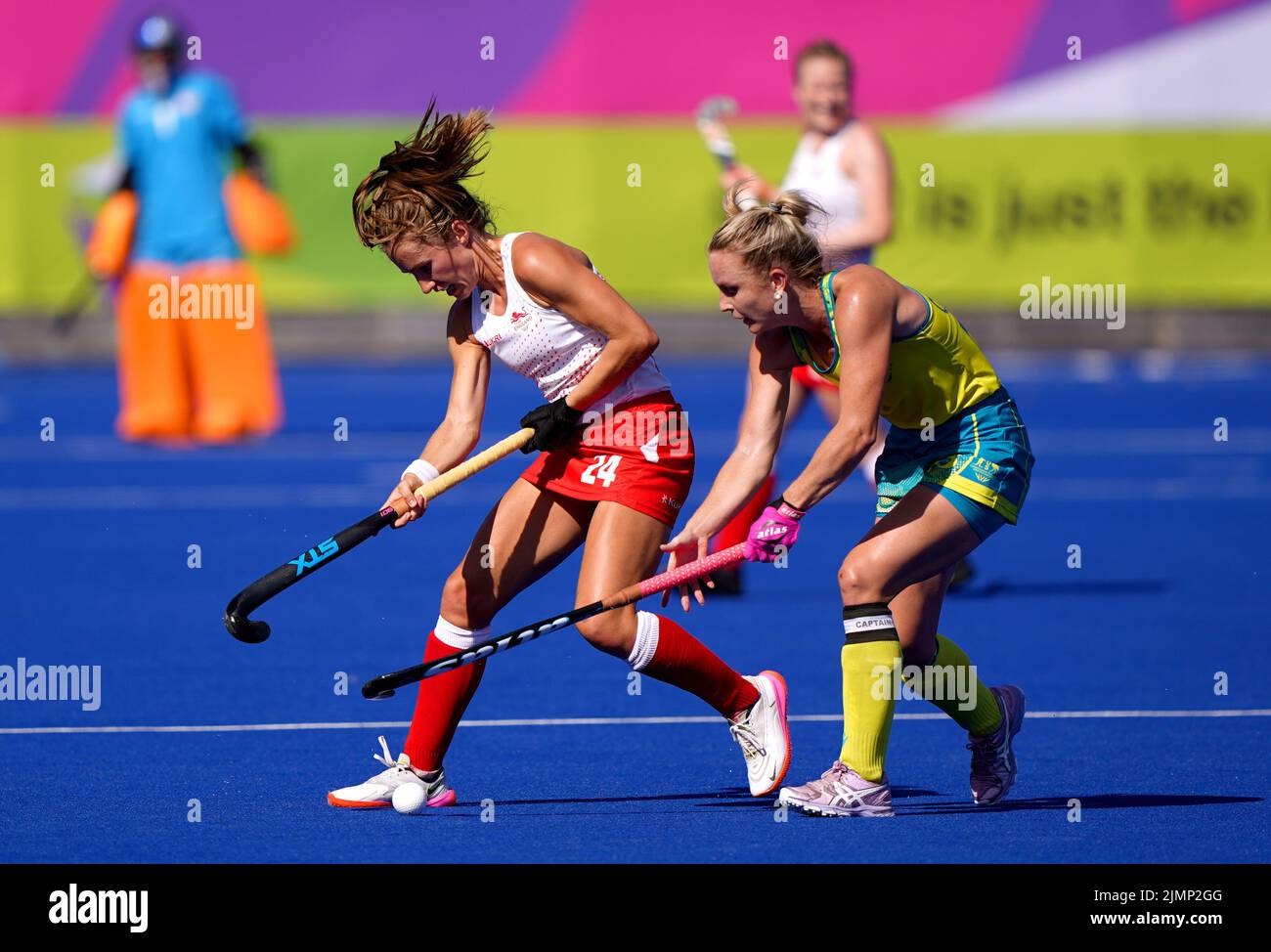 England's Shona McCallin (left) and Australia's Jane-Anne Claxton in ...