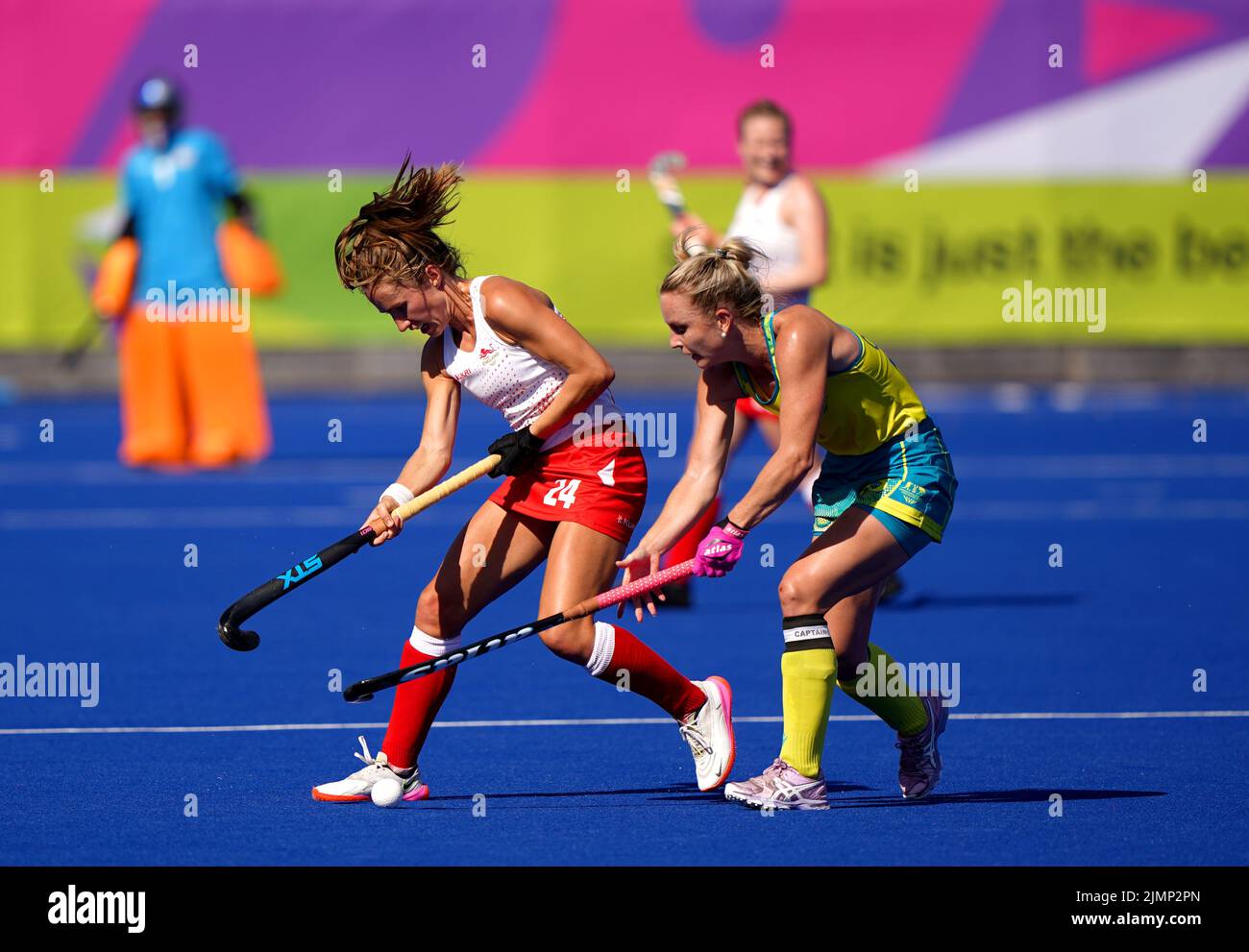 England's Shona McCallin (left) and Australia's Jane-Anne Claxton in ...