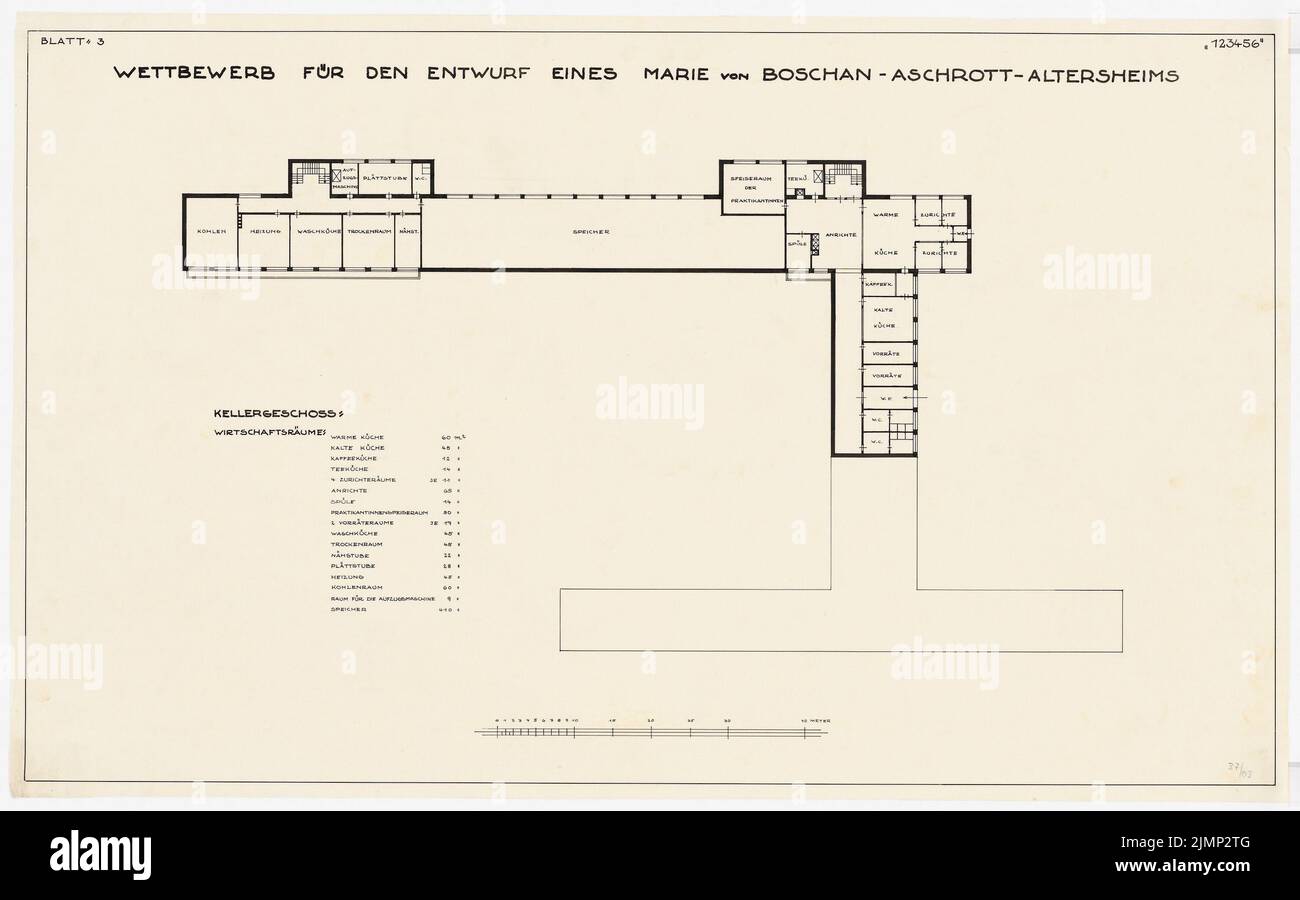 Poelzig Hans (1869-1936), retirement home, Kassel (1929): floor plan ...
