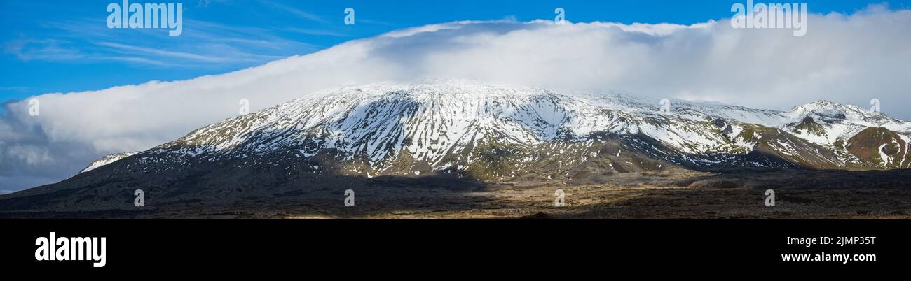 View during auto trip in West Iceland highlands, Snaefellsnes peninsula ...