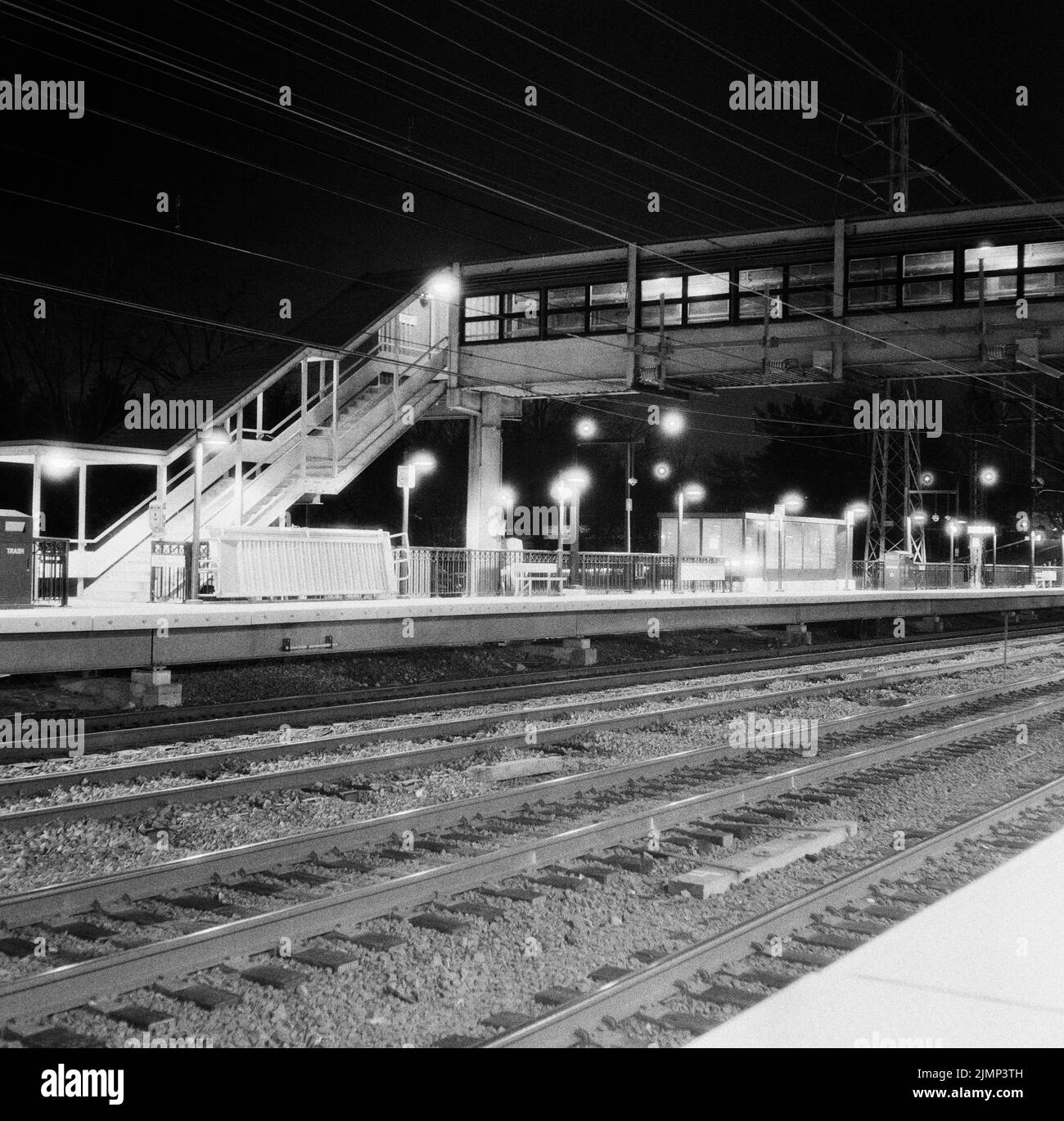 Moody Train Station At Night Stock Photo - Alamy