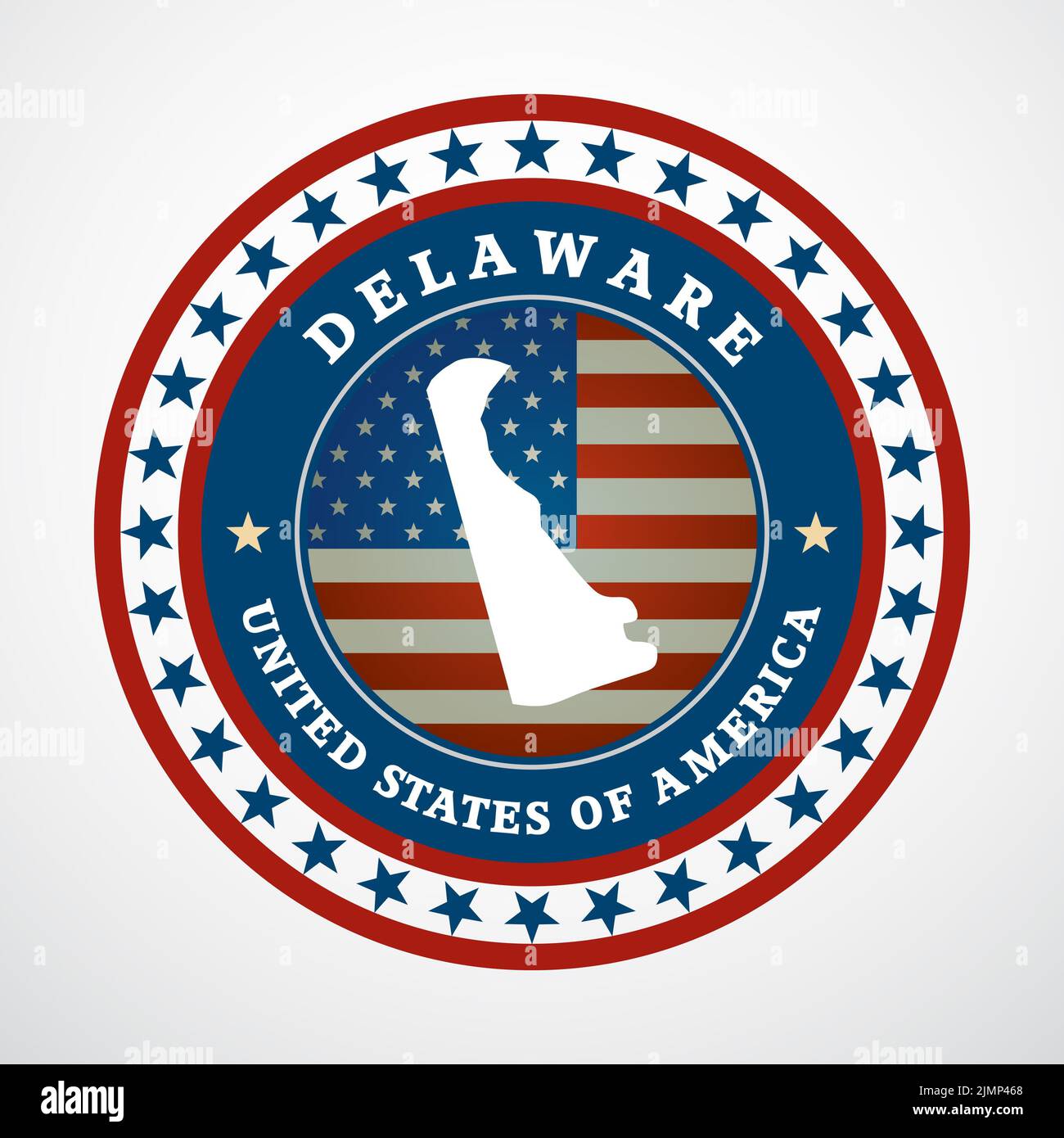 Label with map of Delaware Stock Photo - Alamy