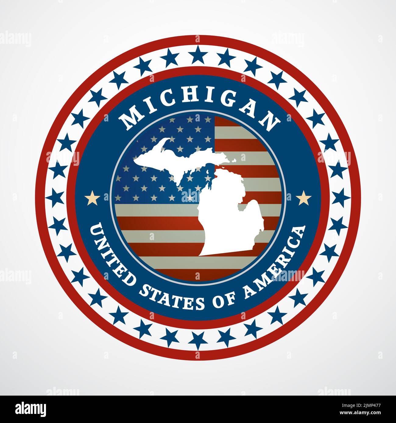 Label with map of Michigan Stock Photo - Alamy