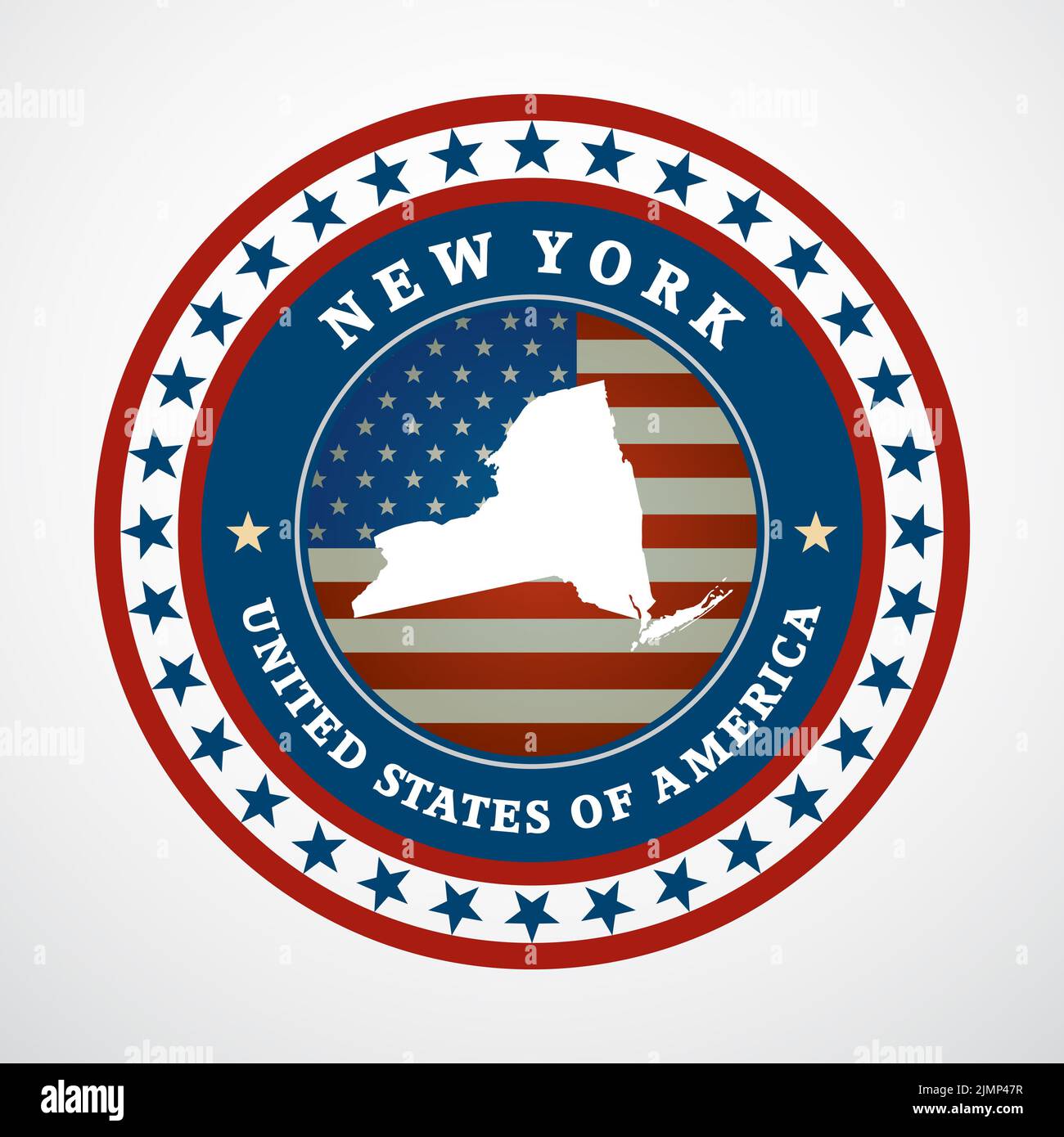 Label with map of New York Stock Photo - Alamy