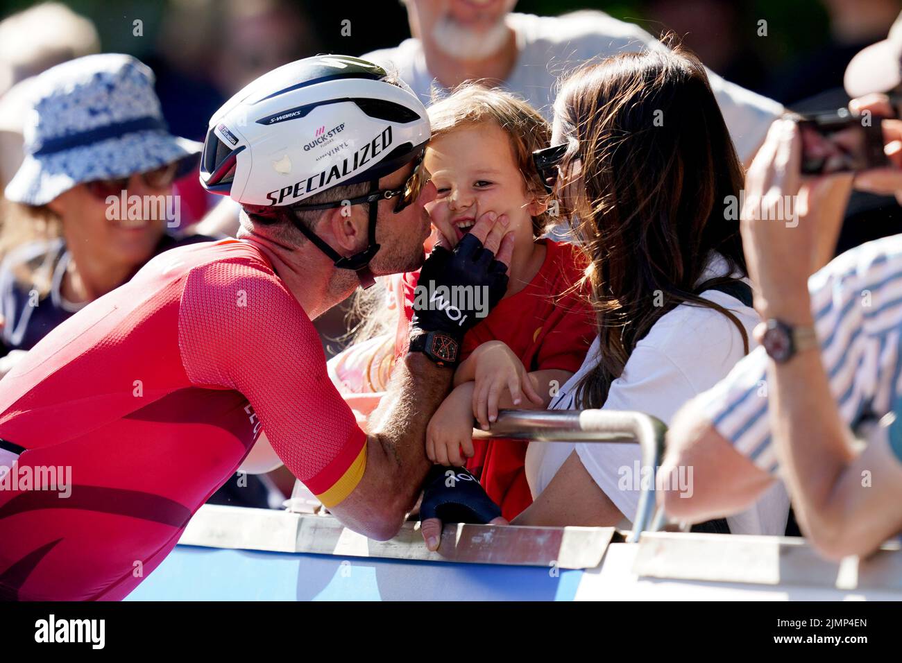 Isle of Man’s Mark Cavendish seen with his family after the Men’s Road ...