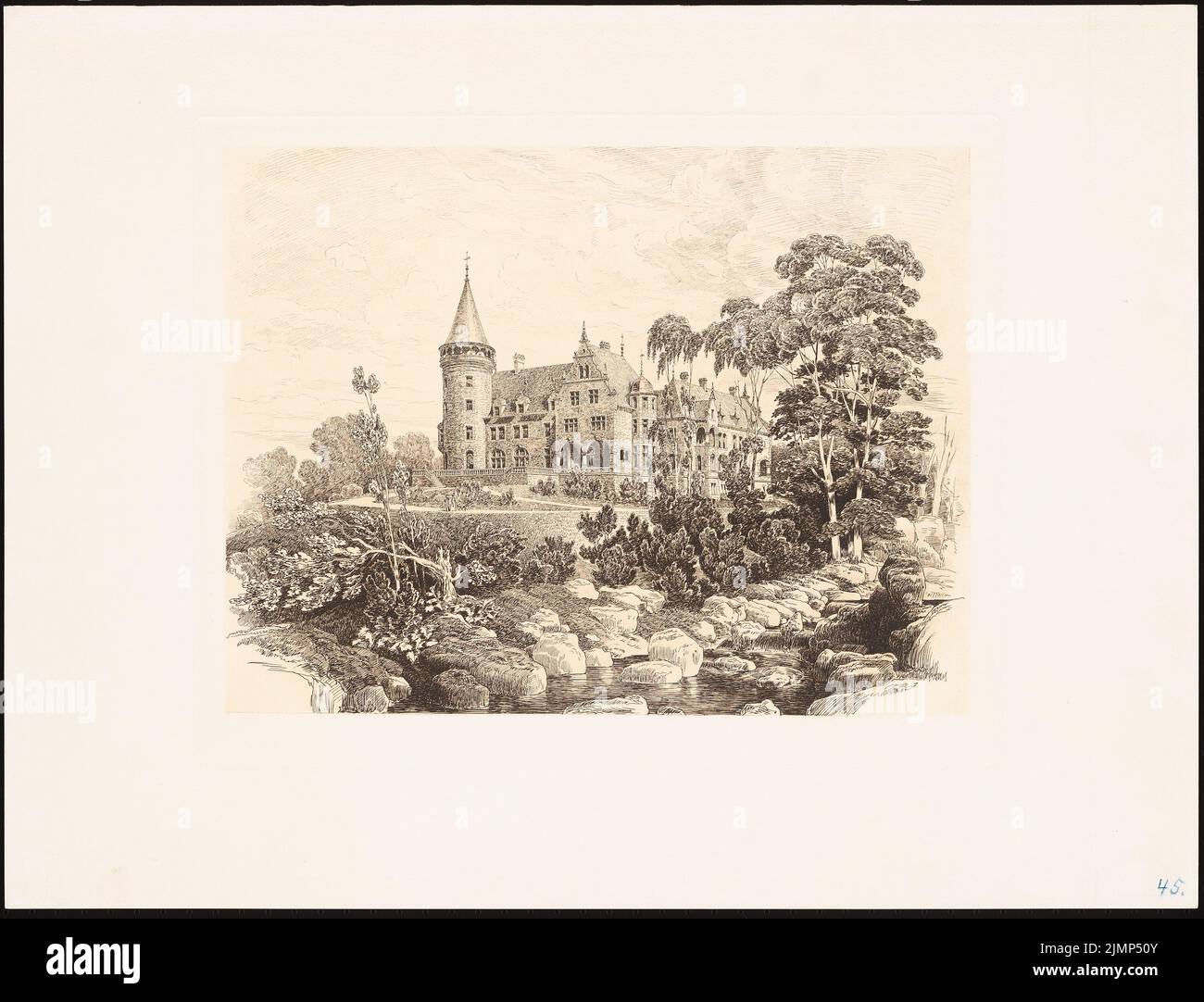 Grisebach Hans (1848-1904), Sesswegen Castle (1892): Perspective view ...