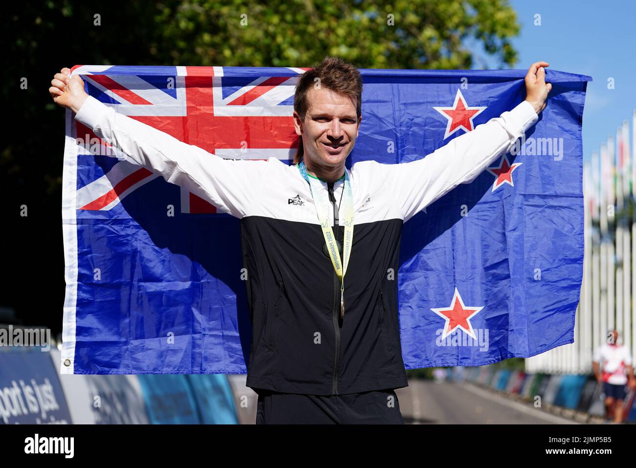 New Zealand’s Aaron Gate with his Gold Medal after the Men’s Road Race ...
